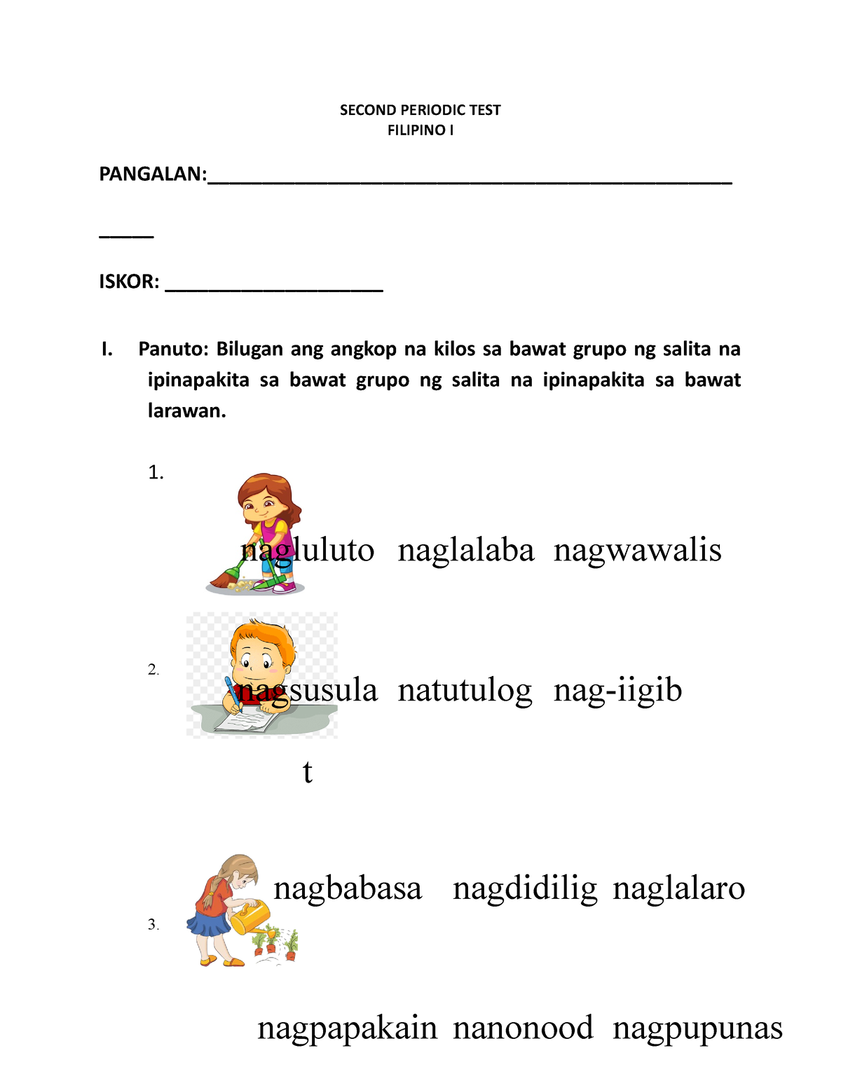 Second Periodic Test Filipino 1 Second Periodic Testfilipino I Studocu