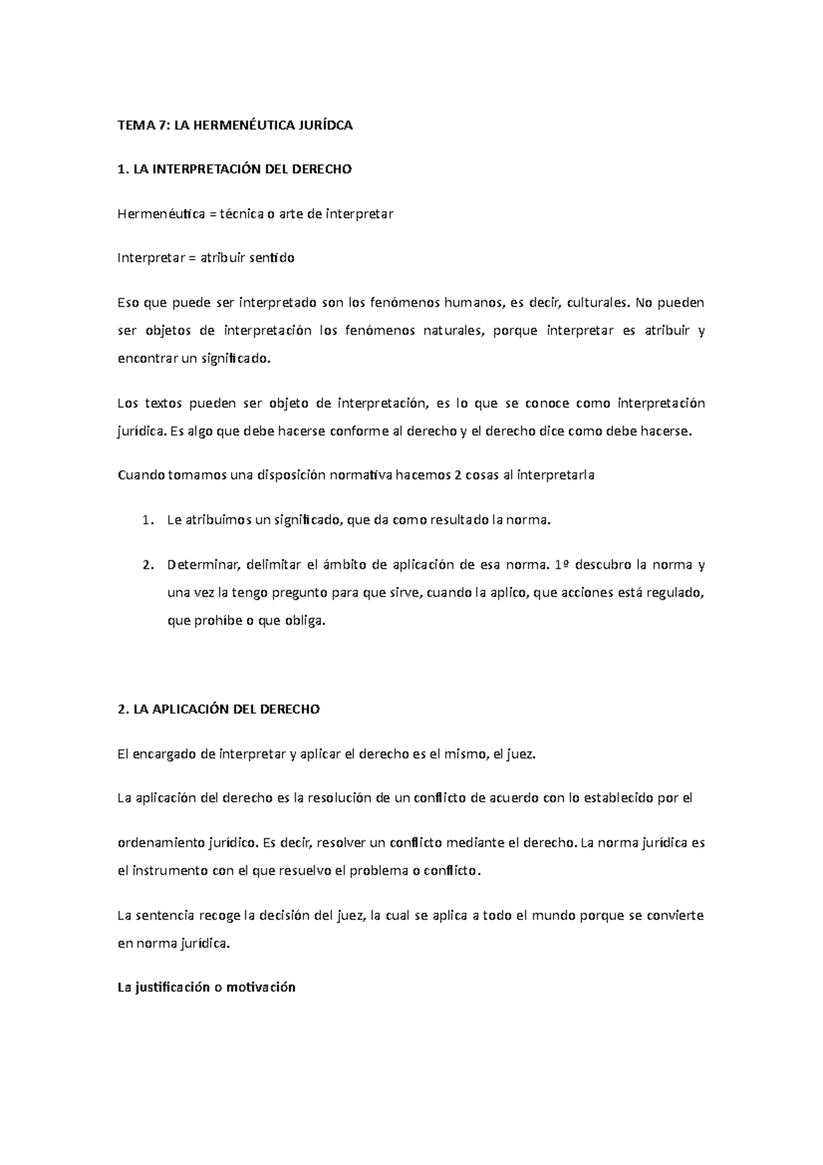 Tema 7 Teoria Del Derecho Tema 7 La HermenÉutica JurÍdca 1 La