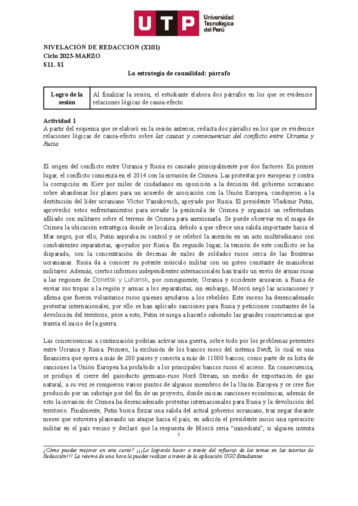 S11s1 La Estrategia De Causalidad Párrafo Ta2 NivelaciÓn De