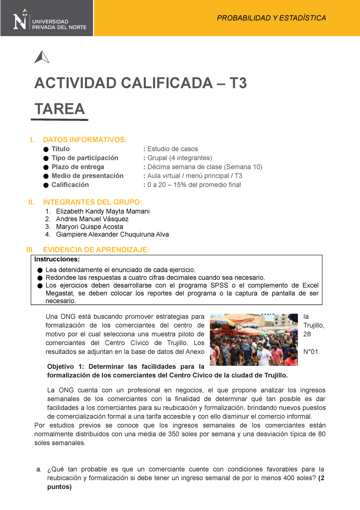 T3 Probabilidad Y Estadística Actividad Calificada T Tarea I Datos