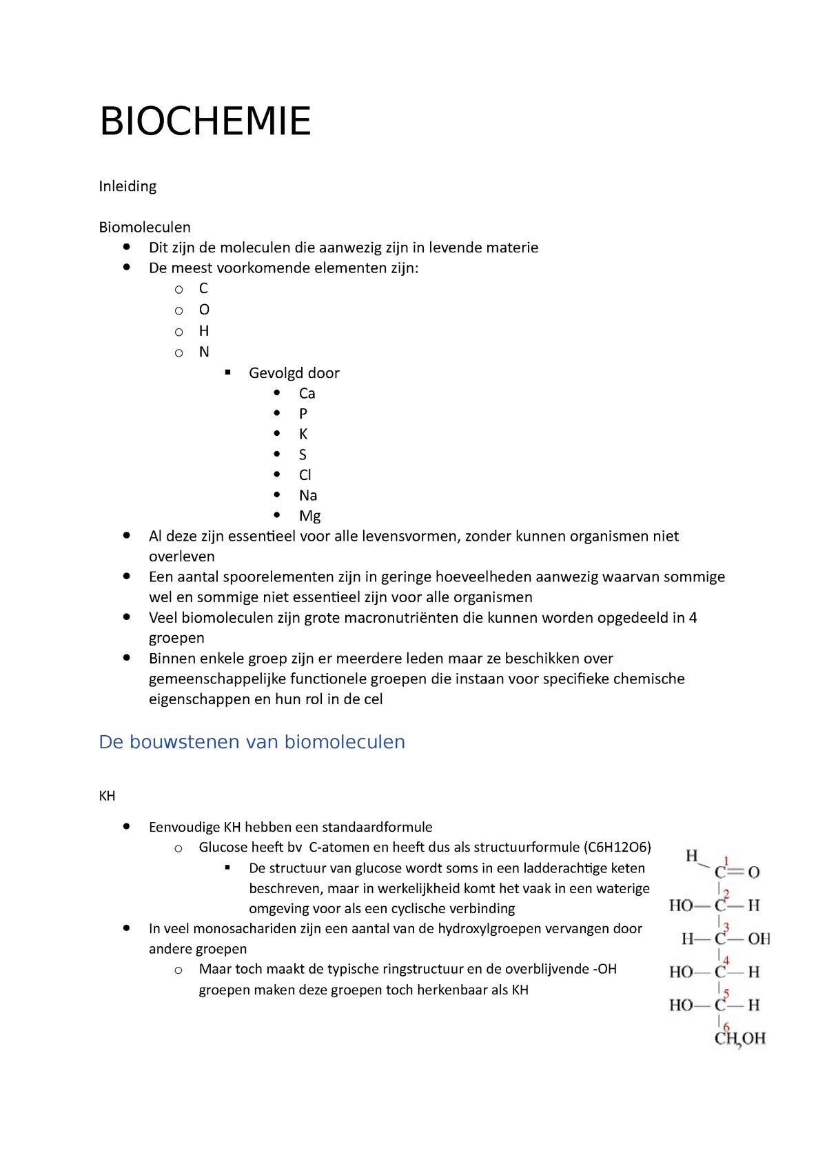 Biochemie Samenvatting Sd Biochemie Inleiding Biomoleculen Dit Zijn