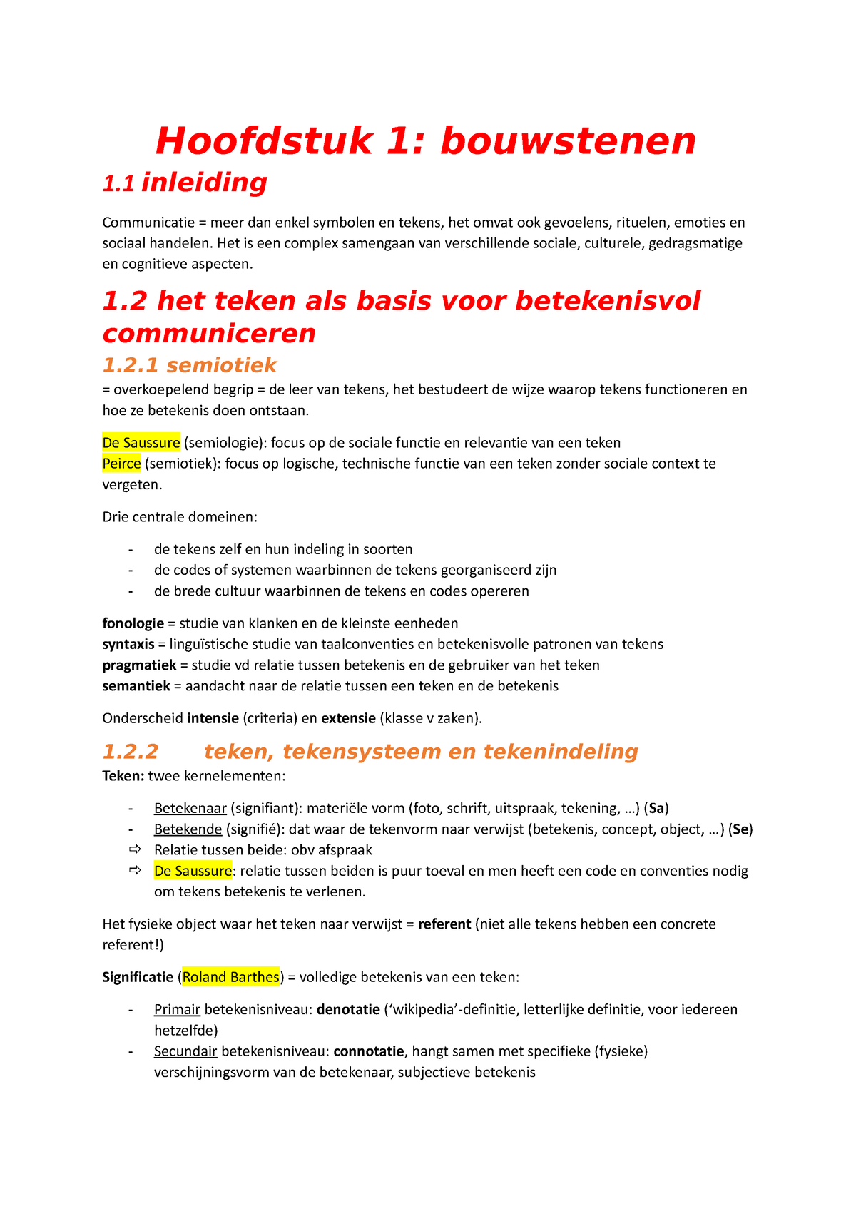 Samenvatting Communicatiewetenschappen 1 Hoofdstuk 1 Bouwstenen 1