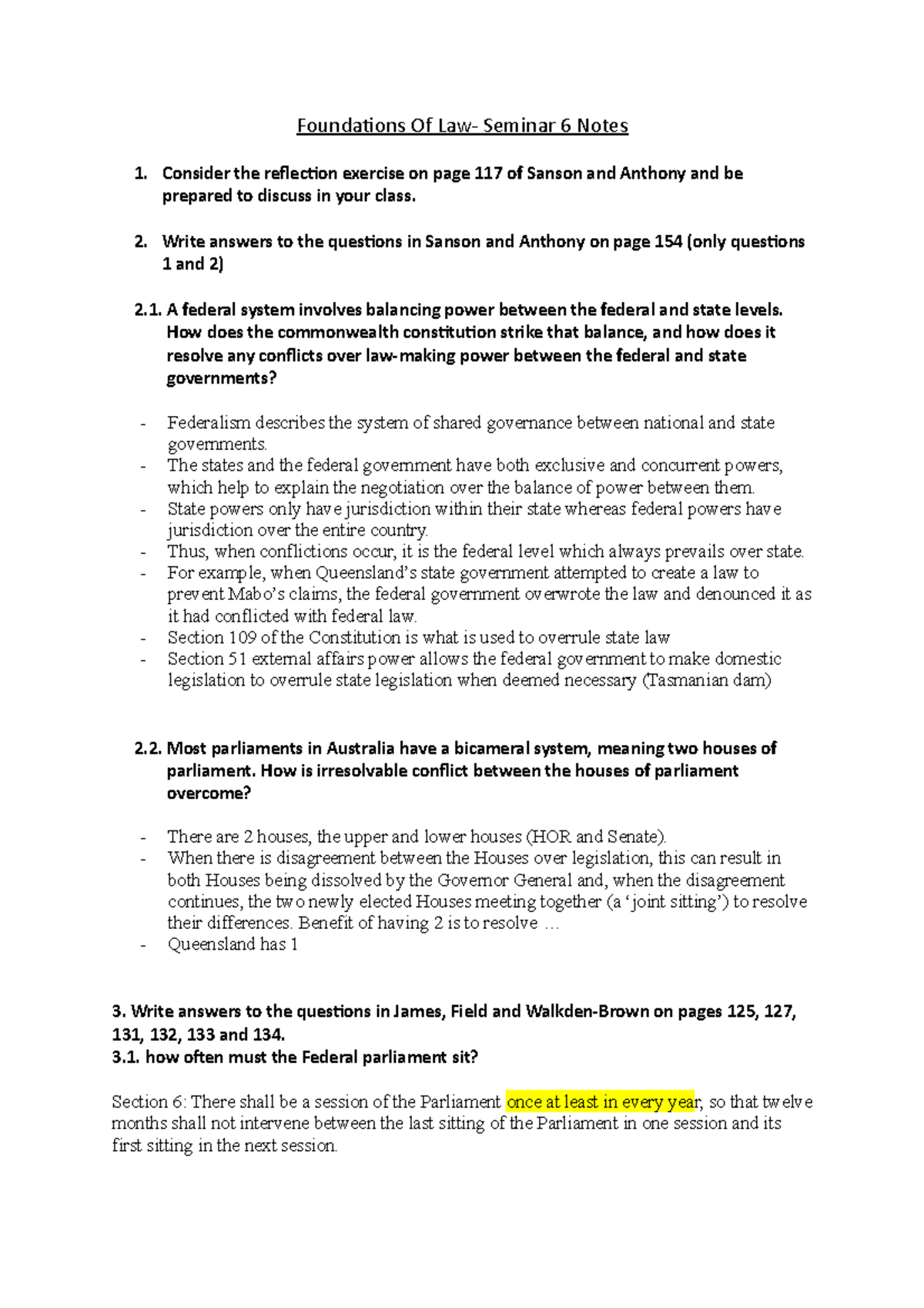 Fol Seminar 6 Questions Foundaions Of Law Seminar 6 Notes 1