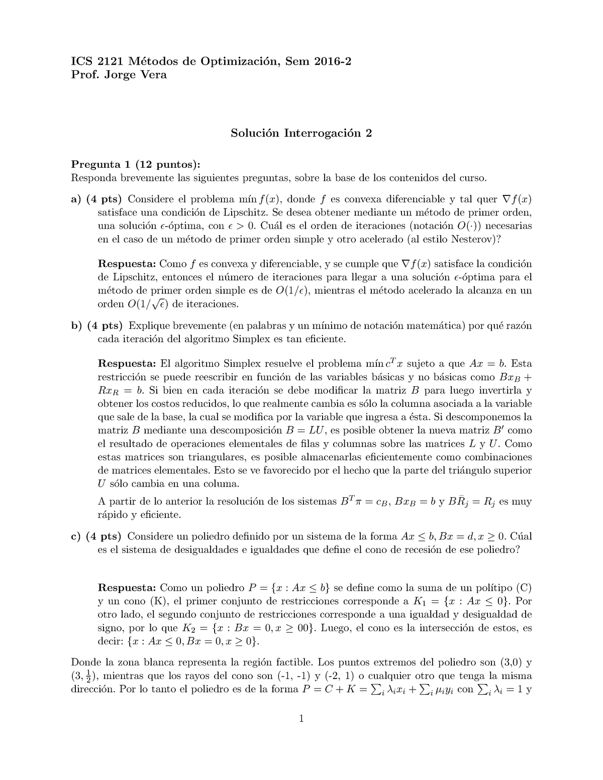 Examen 2016 Preguntas Y Respuestas Ics 2121 M´ Etodos De Optimizaci