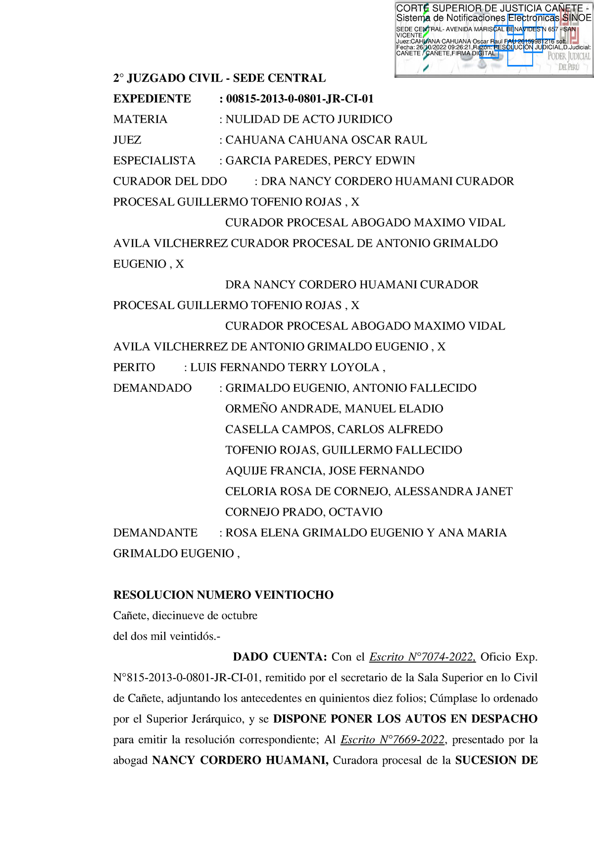 Res 2013 008150092709000427390 2° Juzgado Civil Sede Central