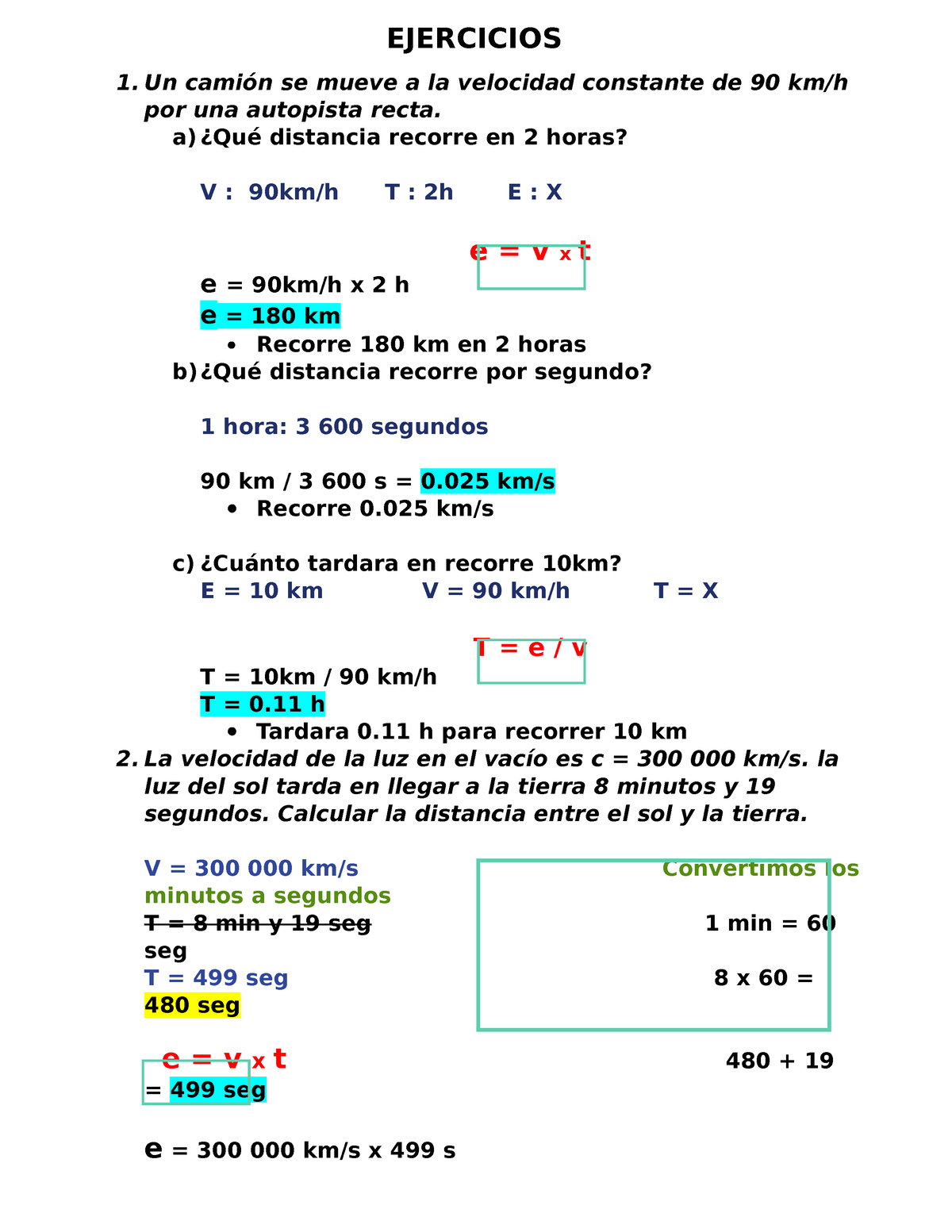 Ejercicios Fisica Tarea Disfruta Ejercicios 1 Camión Se Mueve A La