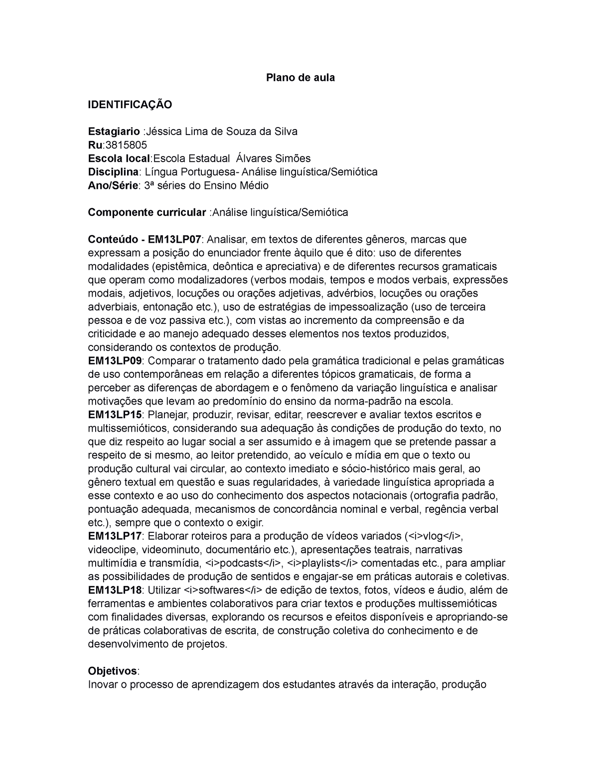 Plano De Aula Ensino Fundamental Uninter 123 Plano De Aula Hot Sex