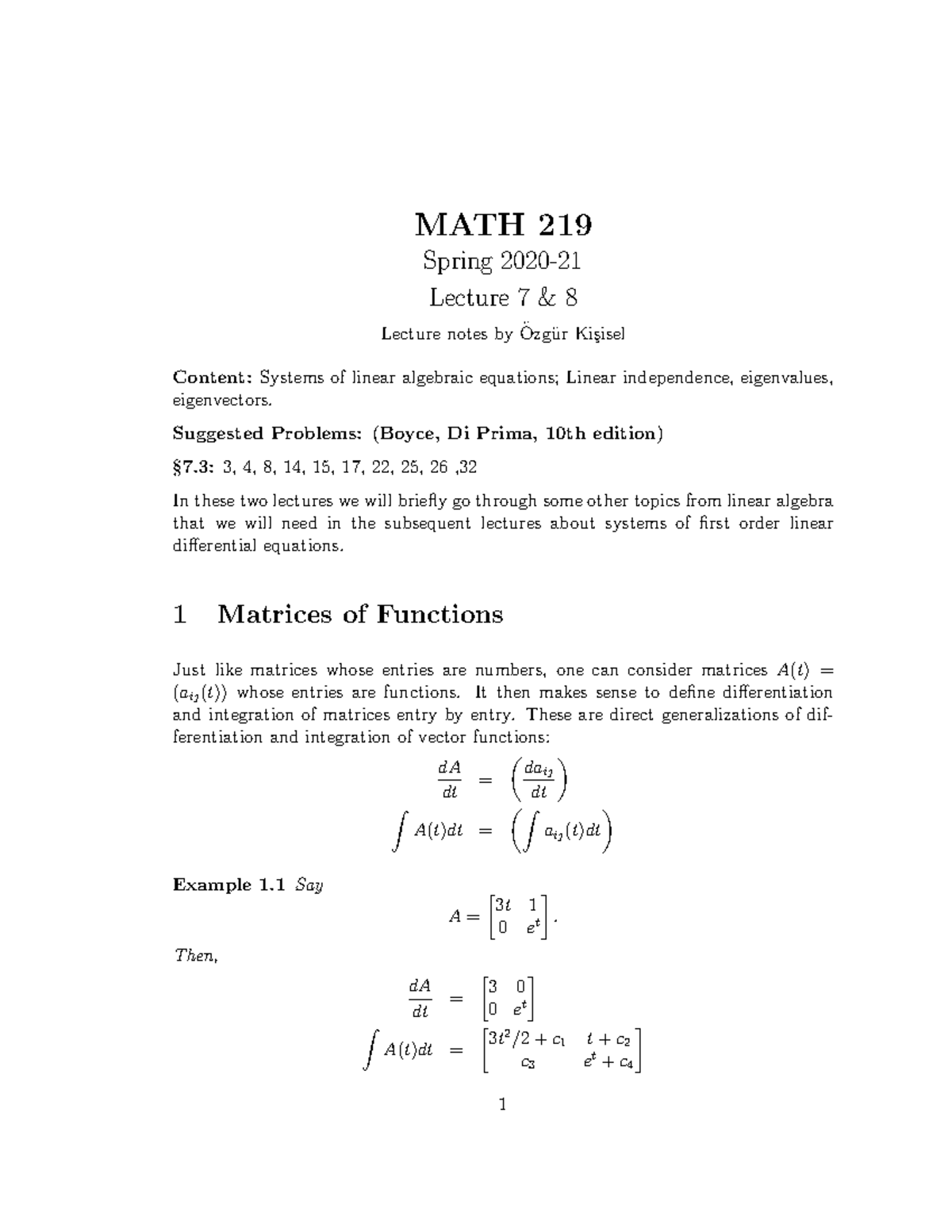 Math219 Lecture 7 8 Math 219 Introduction To Differential Equations