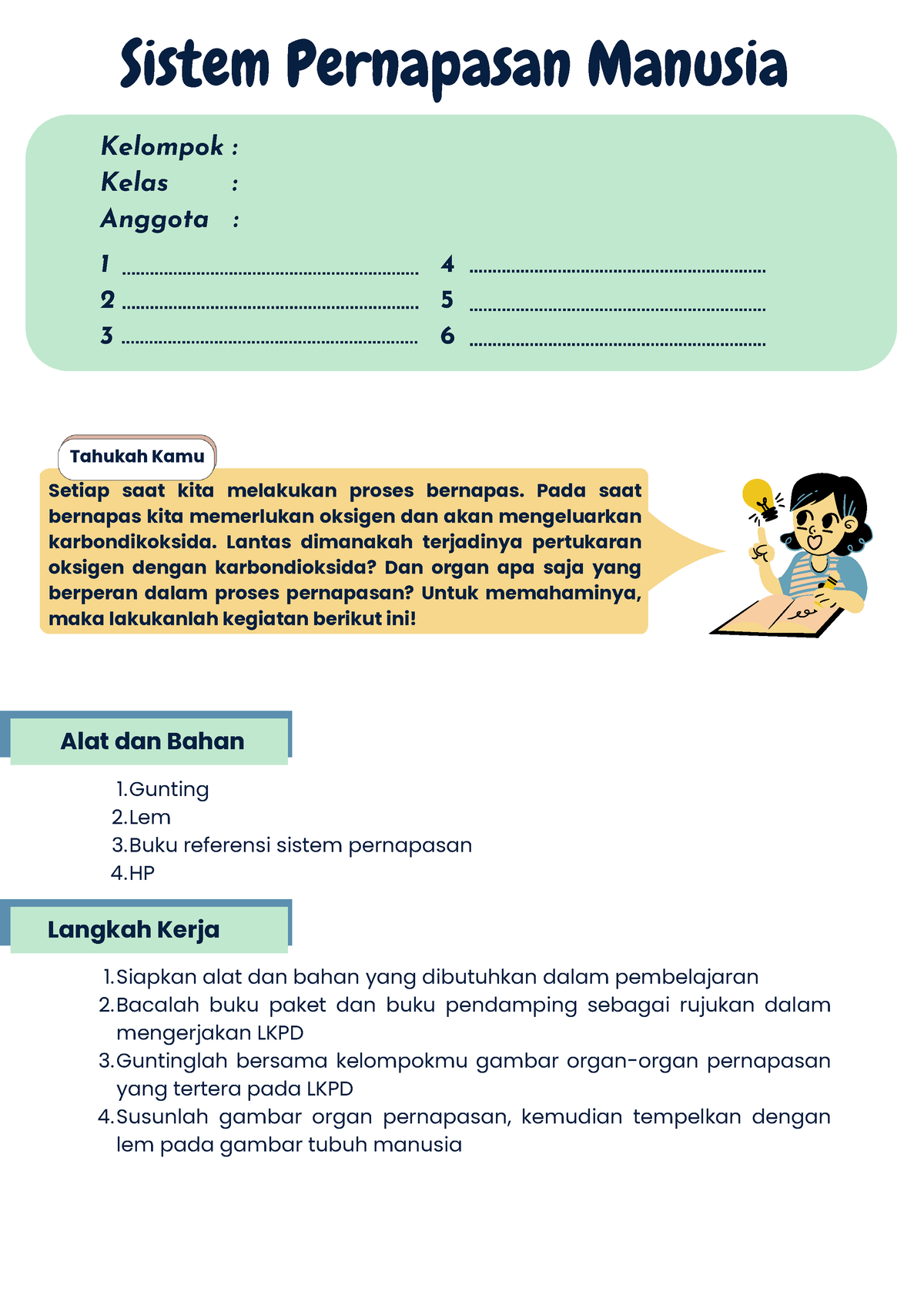 Lkpd Sistem Pernapasan Manusia Sistem Pernapasan Manusia Setiap Saat