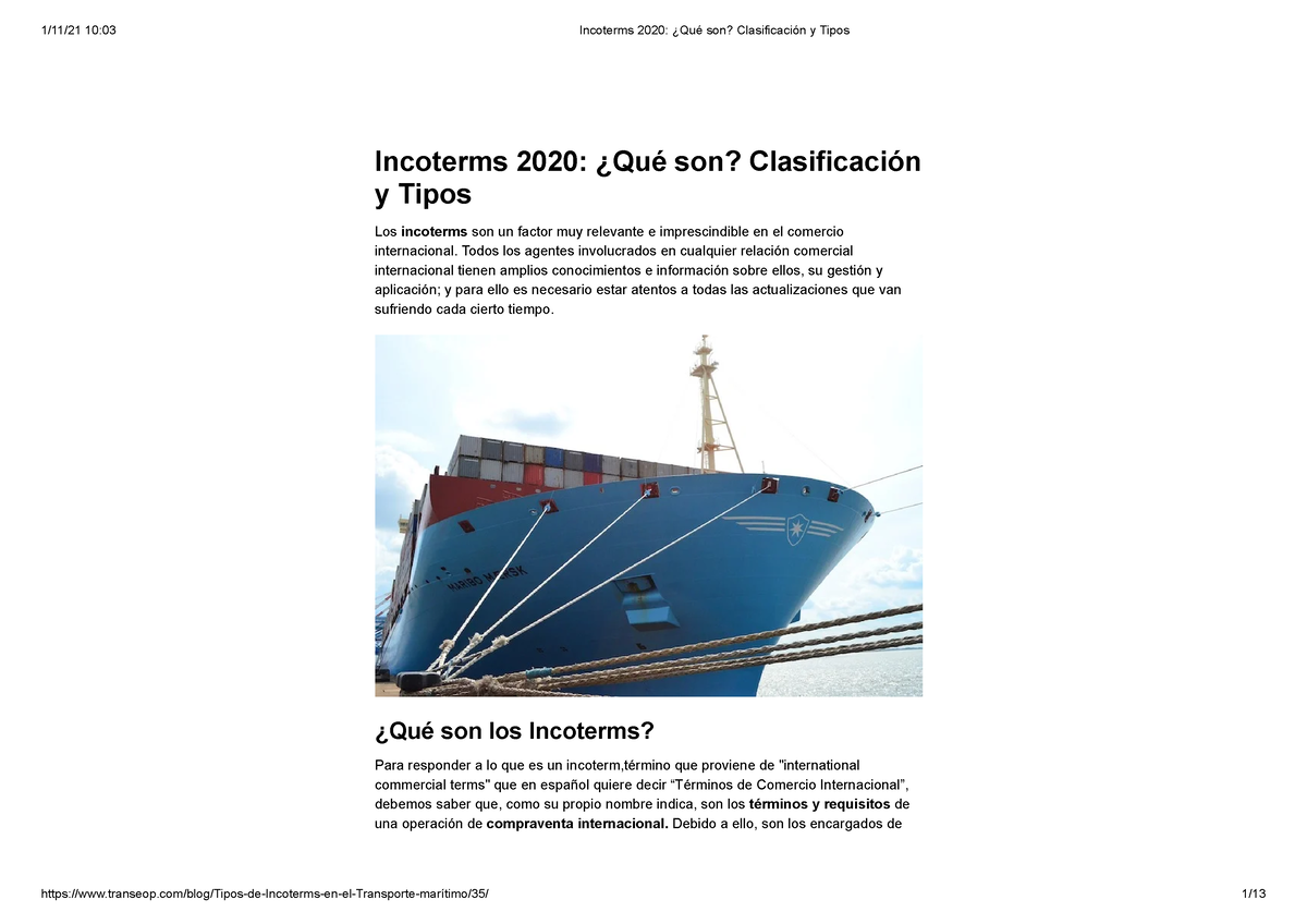 Incoterms 2020 ¿qué Son Clasificación Y Tipos Incoterms 2020 ¿qué