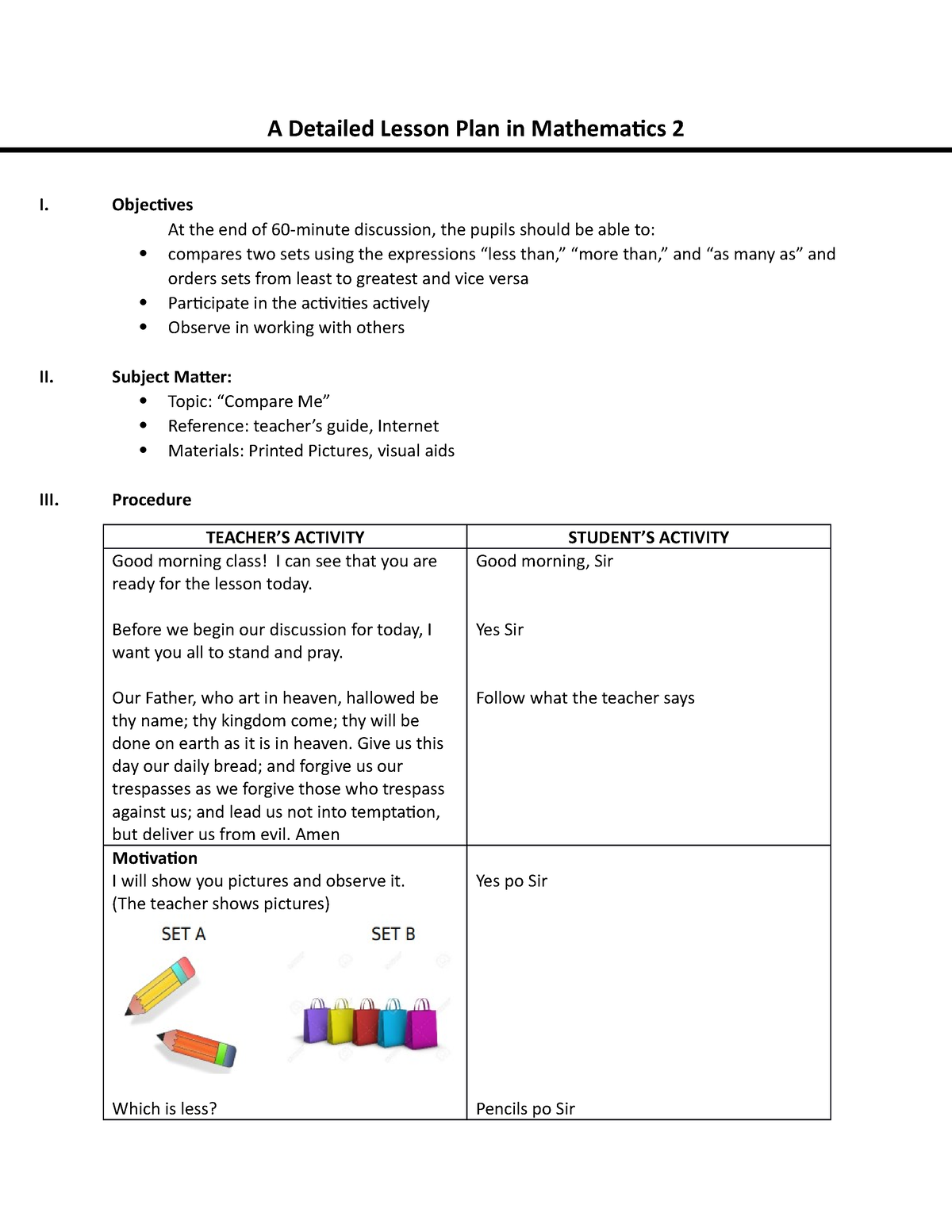 A Detailed Lesson Plan In Mathematics 2 Session 3 Docx A Detailed