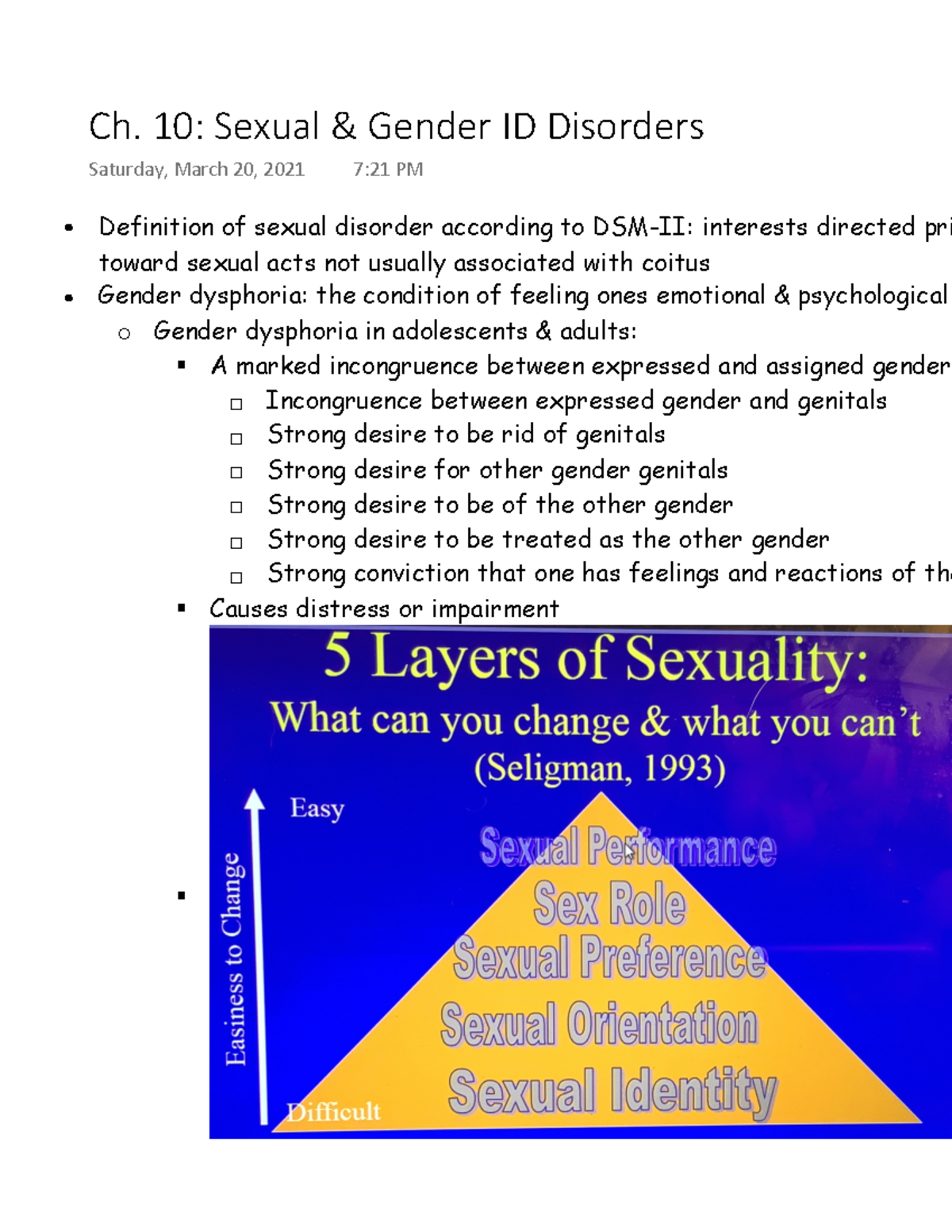 Lecture Ch 10 Sexual And Gender Id Disorders Definition Of Sexual