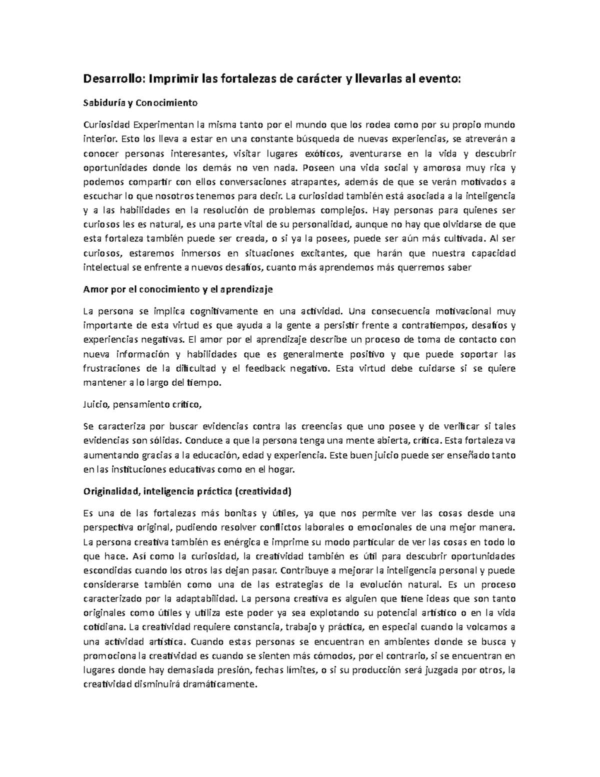 24 Fortalezas De Carácter Habilidades 2 Desarrollo Imprimir Las