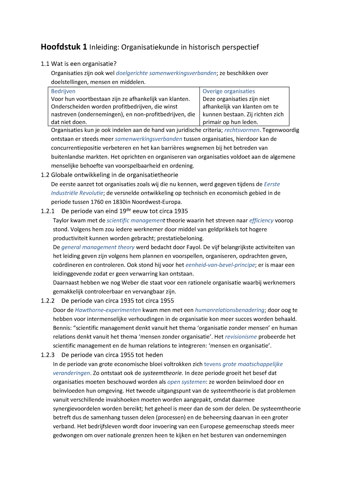 Samenvatting Inleiding Organisatiekunde Hoofdstuk 1 7 Hoofdstuk 1