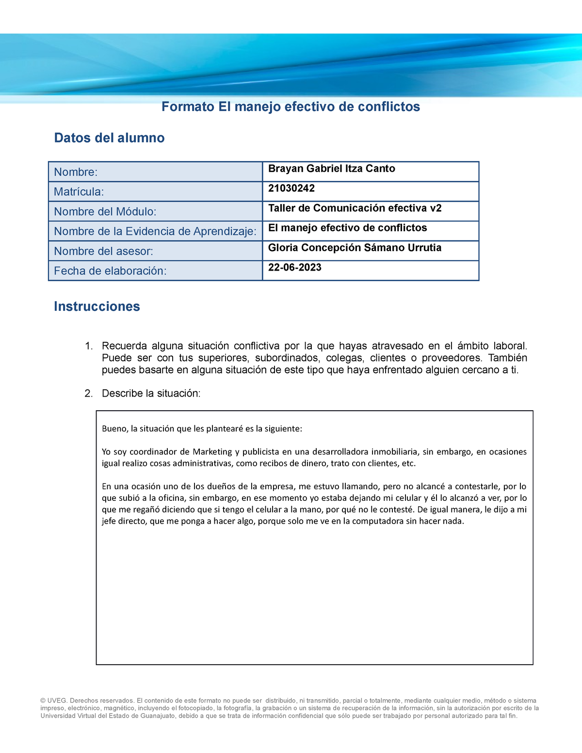 Manejo Efectivo De Conflictos Formato El Manejo Efectivo De