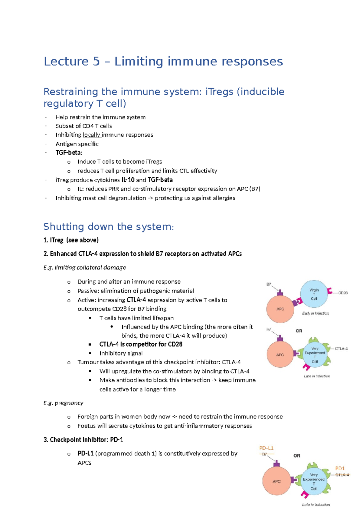 Lecture 5 Cbi Immunology Lecture 5 Limiting Immune Responses