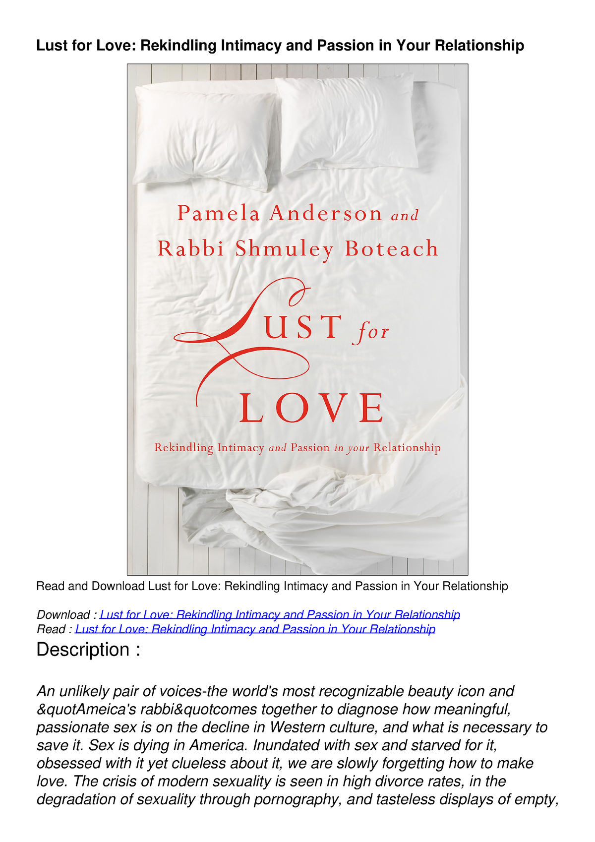 Lust For Love Rekindling Intimacy And Passion In Your Relationship