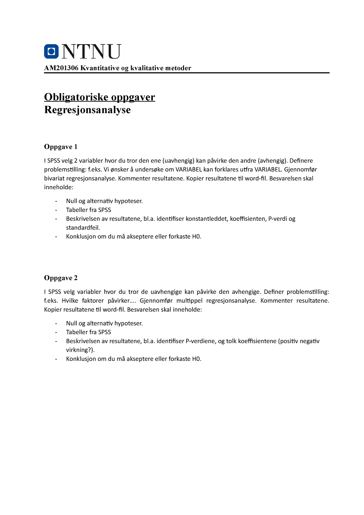 Obl Obligatorisk Oppgave Am201306 Kvantitative Og Kvalitative