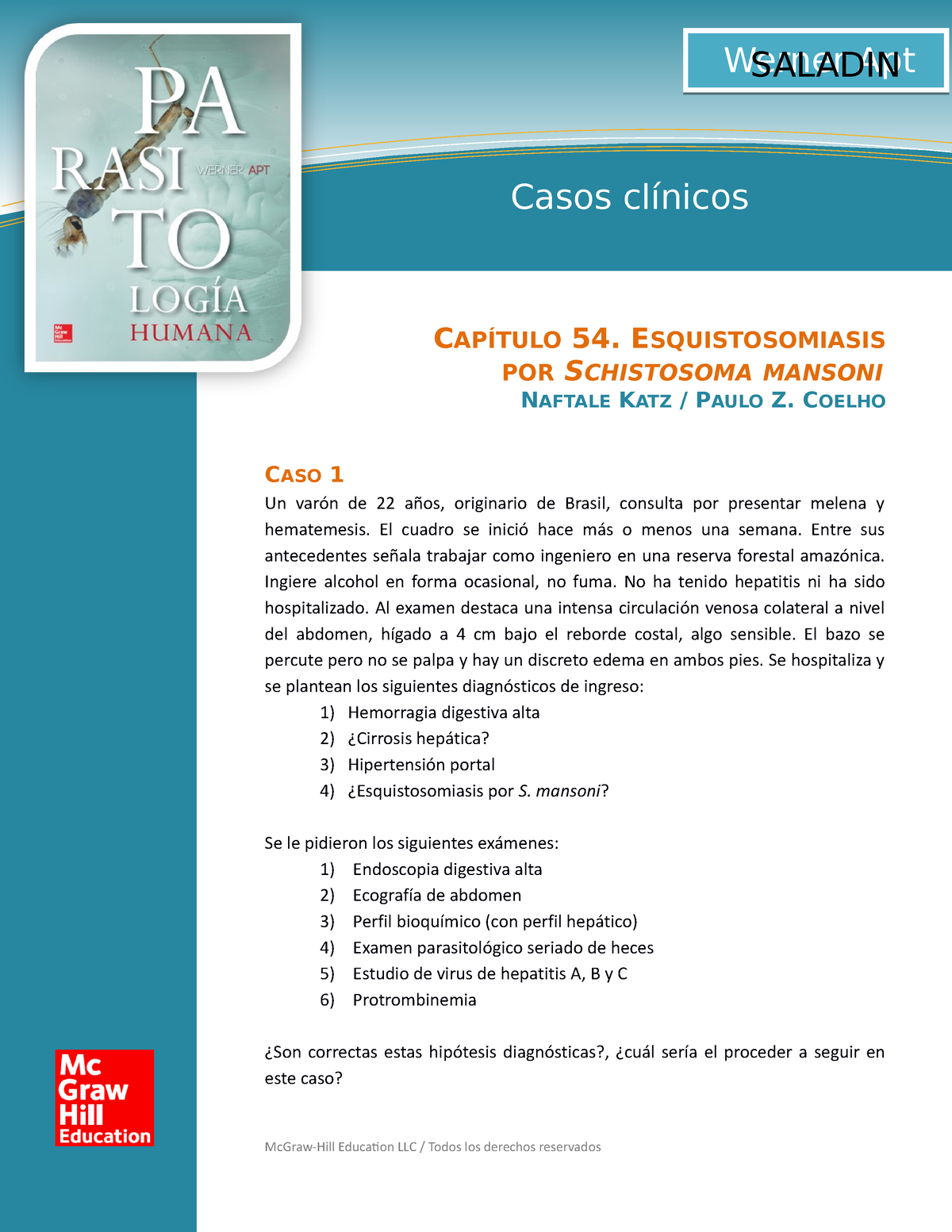 Apt Caso C54 Esquistosomiasis Casos ClÍnicos Capítulo 54