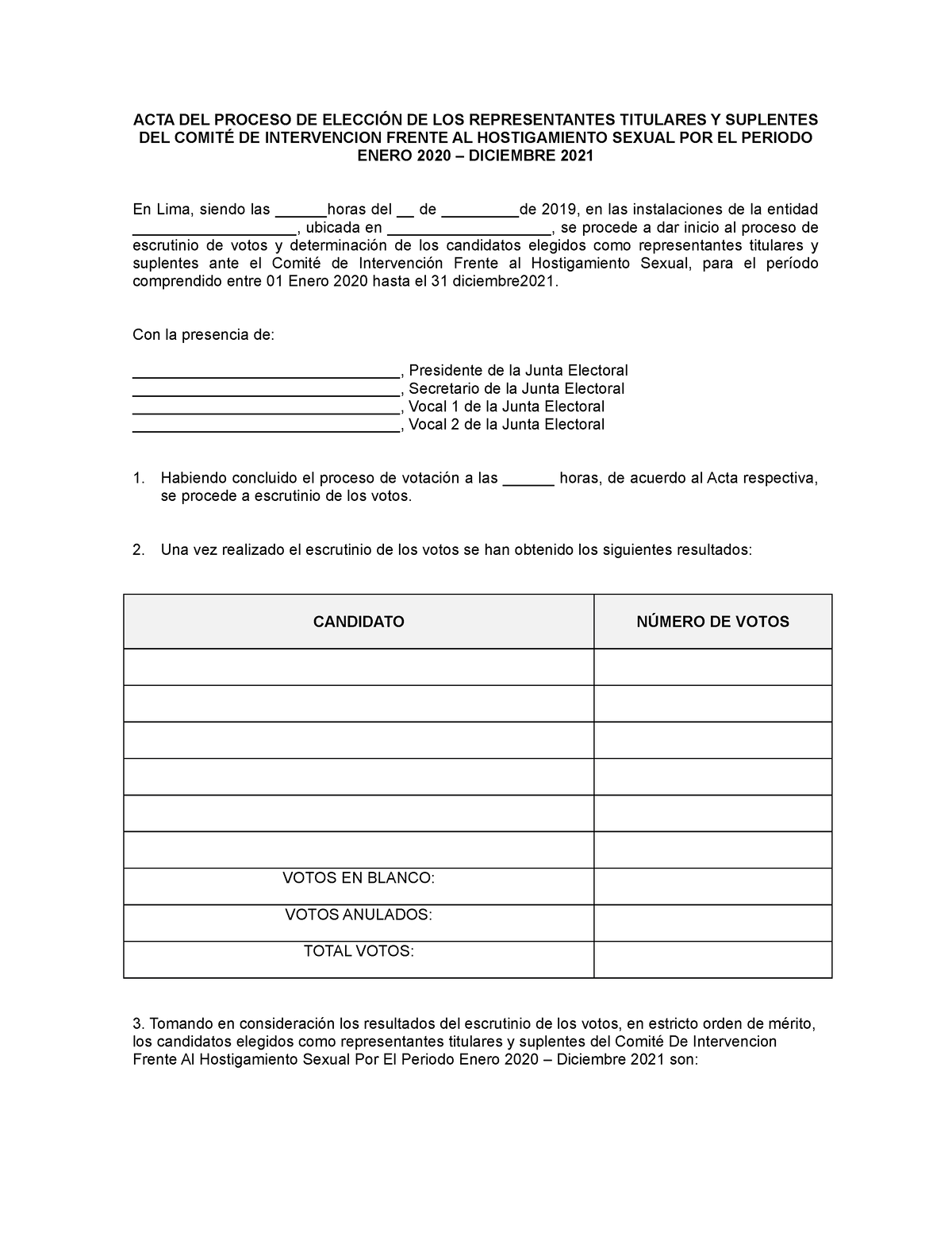 Acta Del Proceso De Eleccion Acta Del Proceso De ElecciÓn De Los