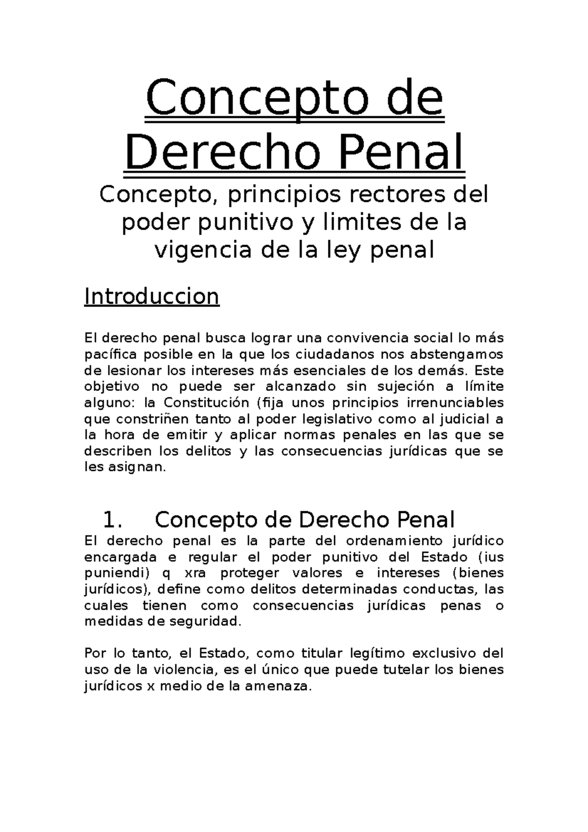 Modulo 1 Dp Concepto De Derecho Penal Concepto Principios Rectores