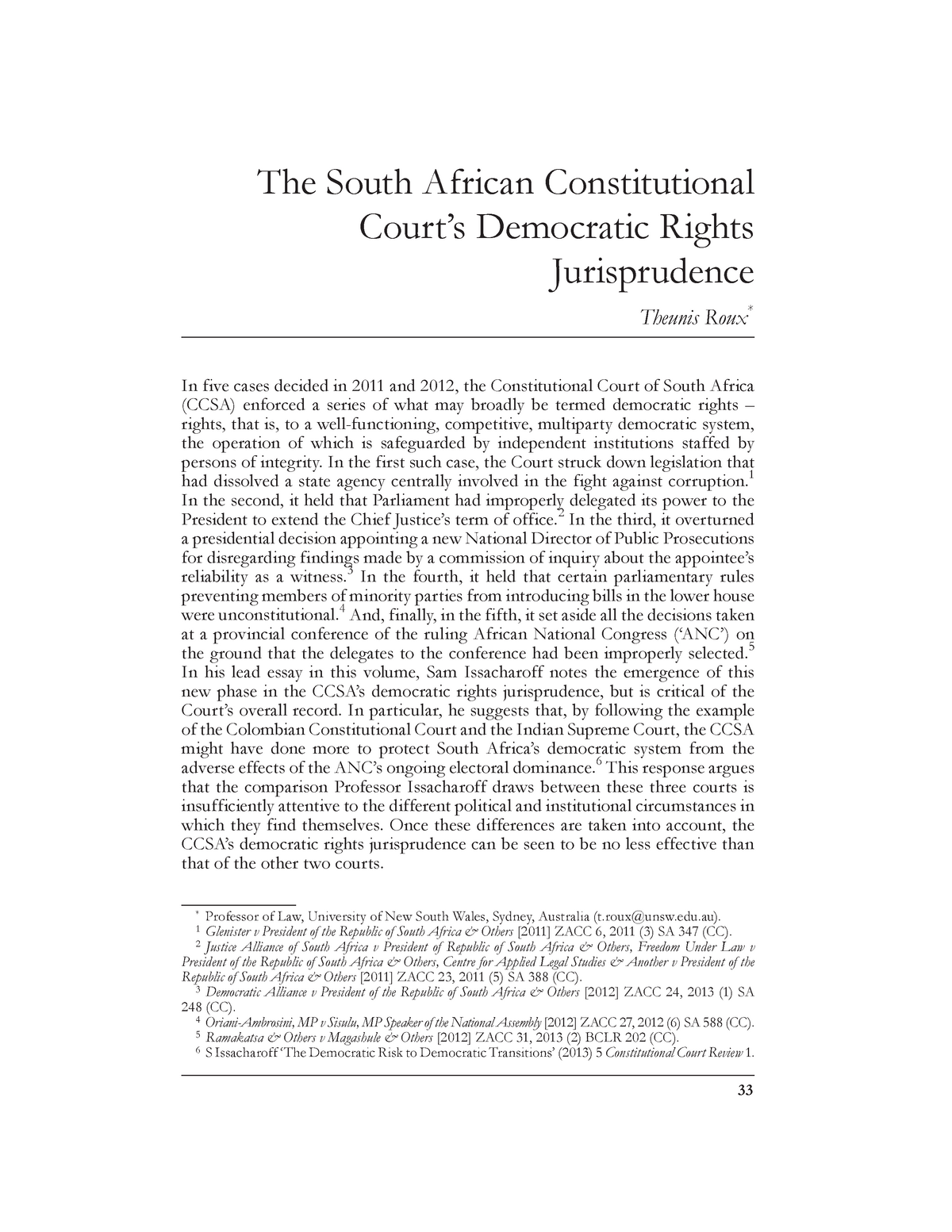 2 Journal 30 Md Csl2601 The South African Constitutional Courts