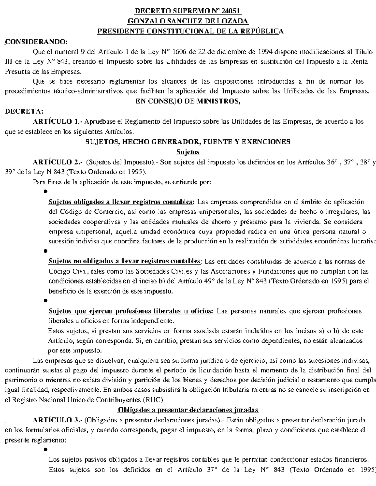 Norma Decreto Supremo 24051 Decreto Supremo Nº 24051 Gonzalo