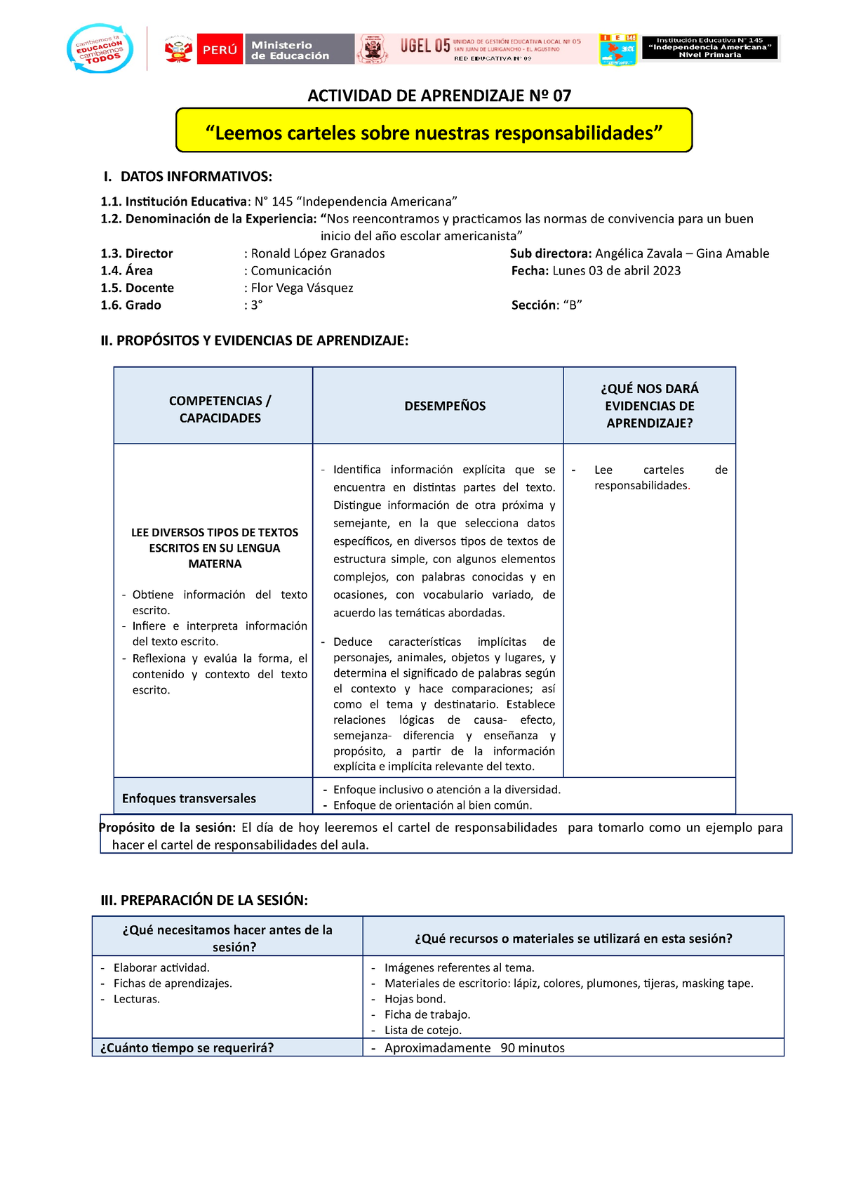 Sesión Nº7 Comunicación 2023 Leemos Carteles Sobre Nuestras