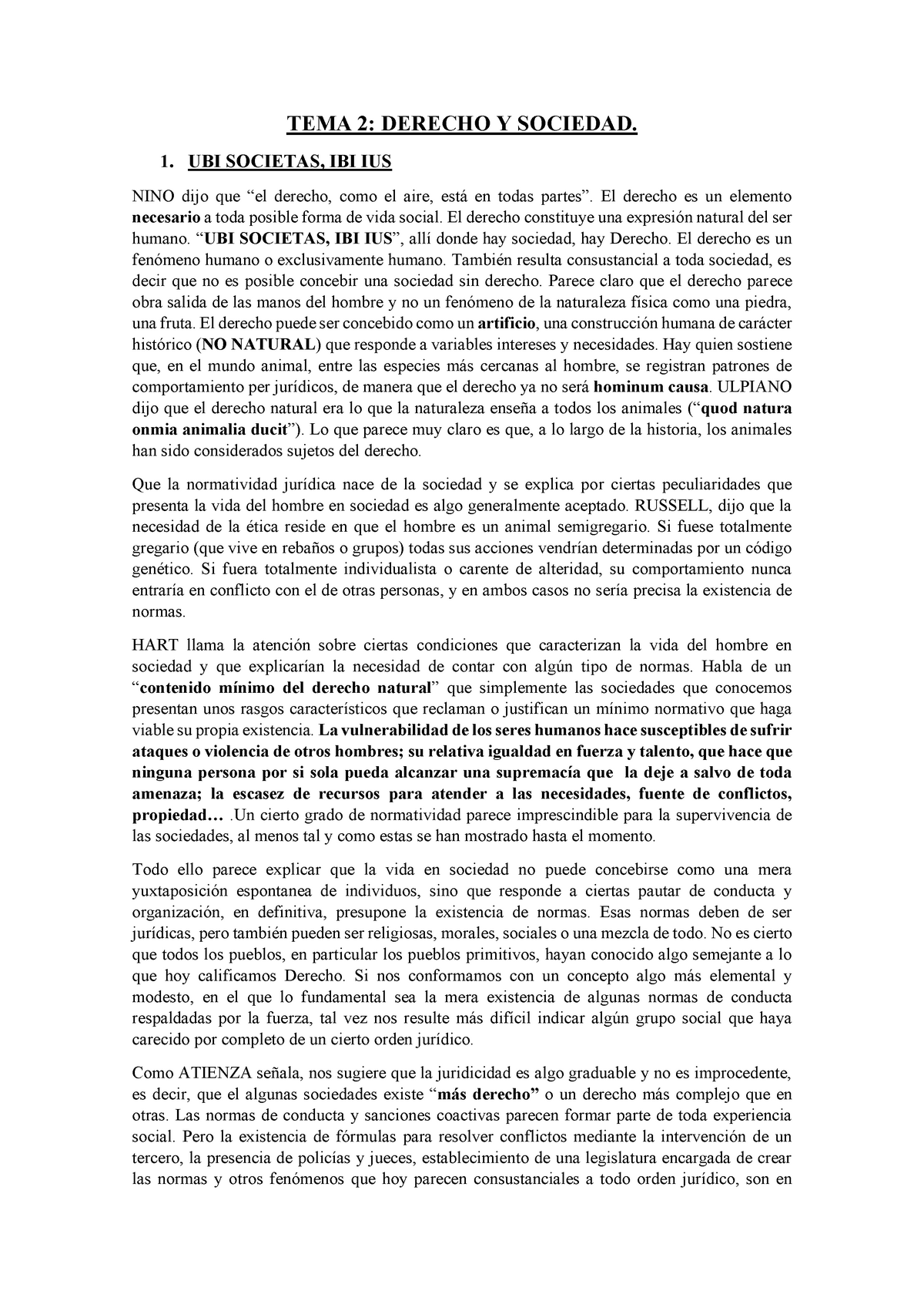 Tema 2 Apuntes Tema 2 Tema 2 Derecho Y Sociedad 1 Ubi Societas