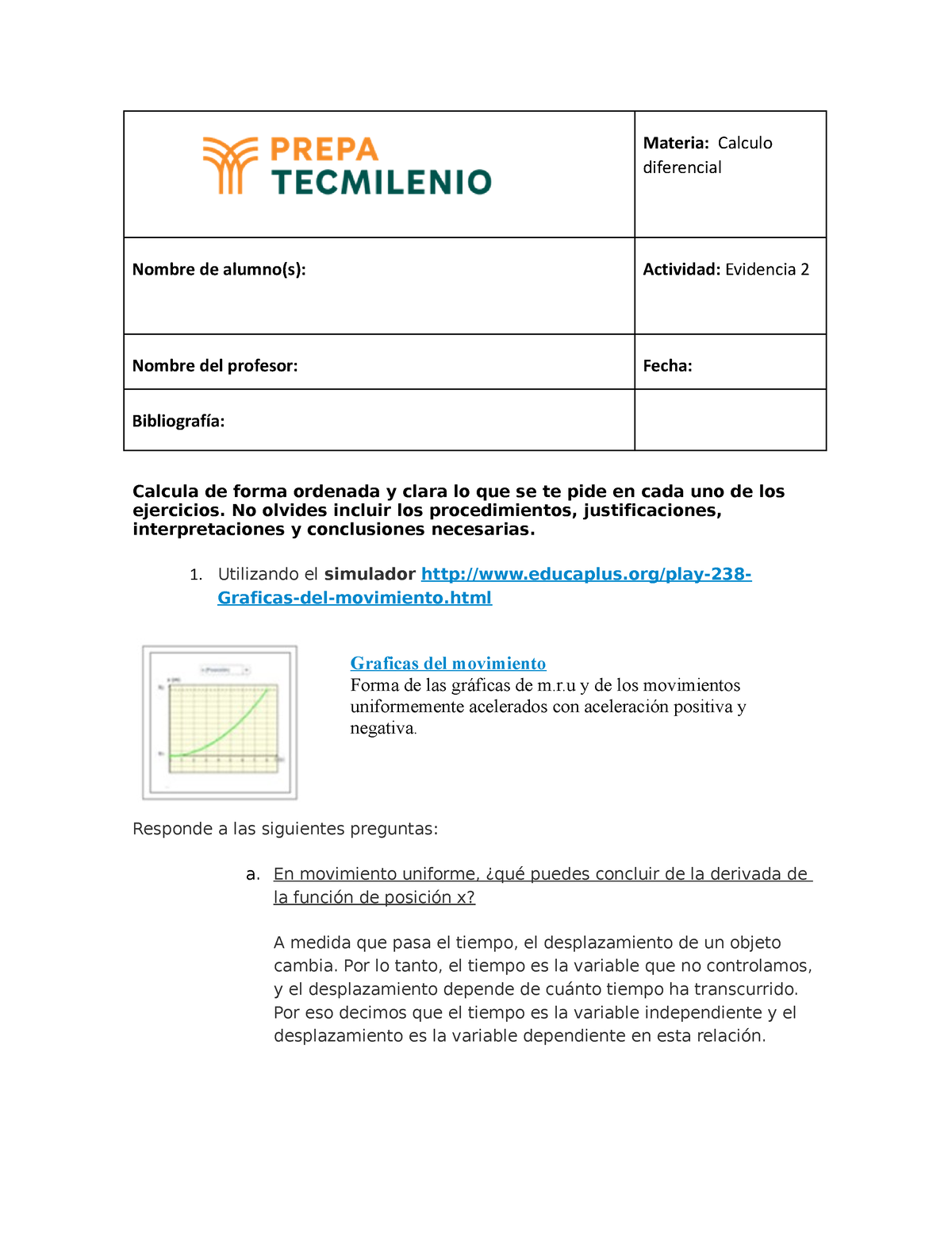 Evidencia 2 Calculo Materia Calculo Diferencial Nombre De Alumnos