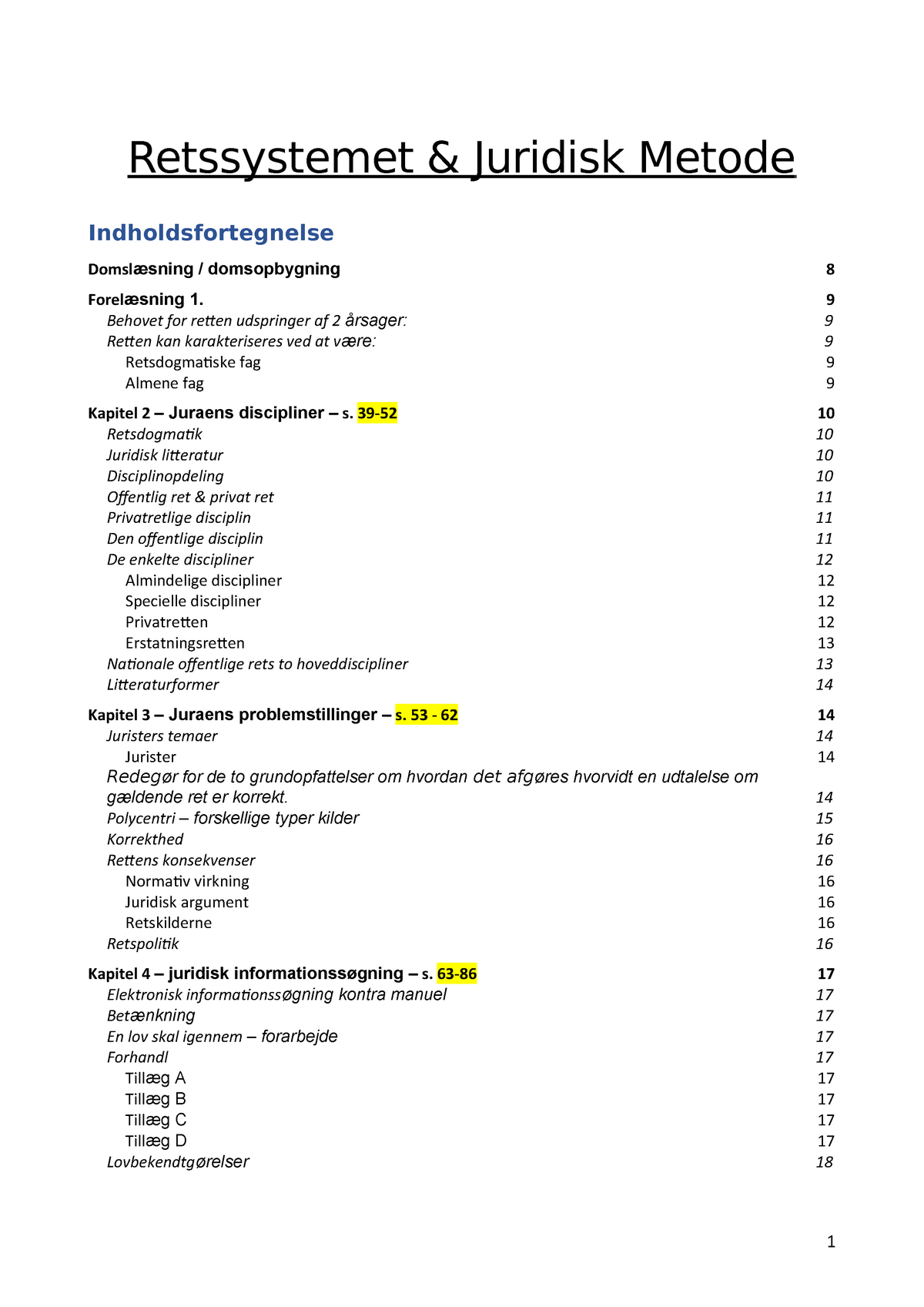 Retssystemet Juridisk Metode Noter Retssystemet And Juridisk Metode