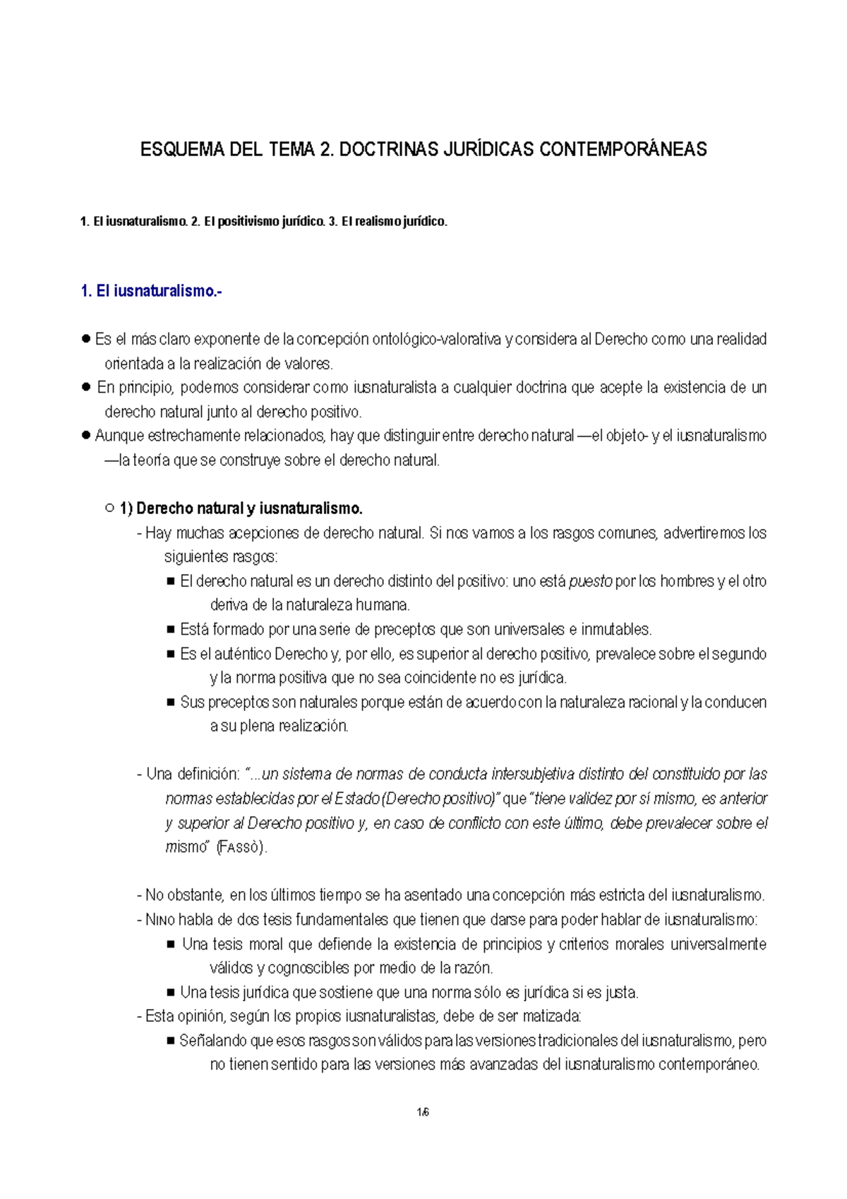 Cuadro Teo2 Esquema Del Tema 2 Doctrinas 1 El Iusnaturalismo 2 El