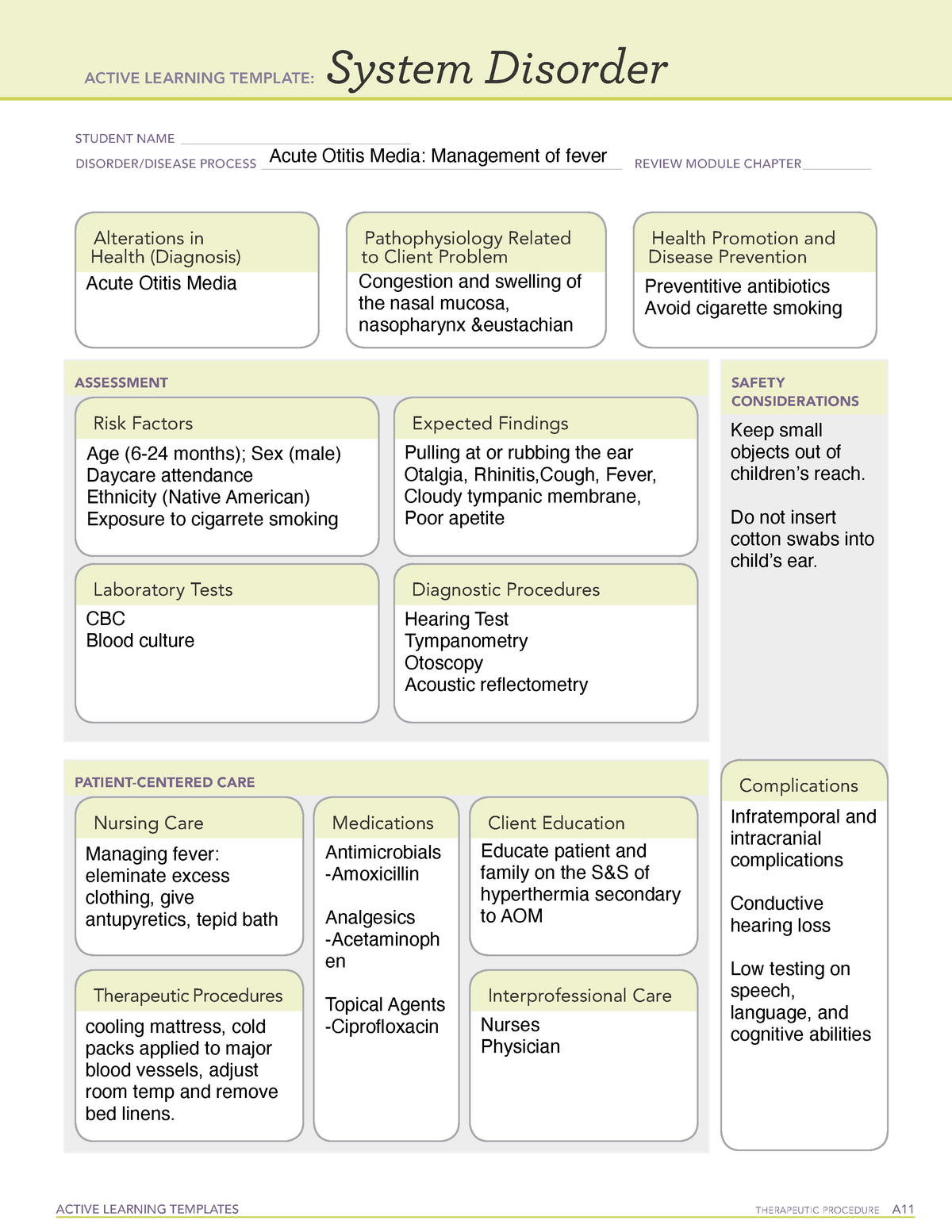 Active Learning Template System Disorder