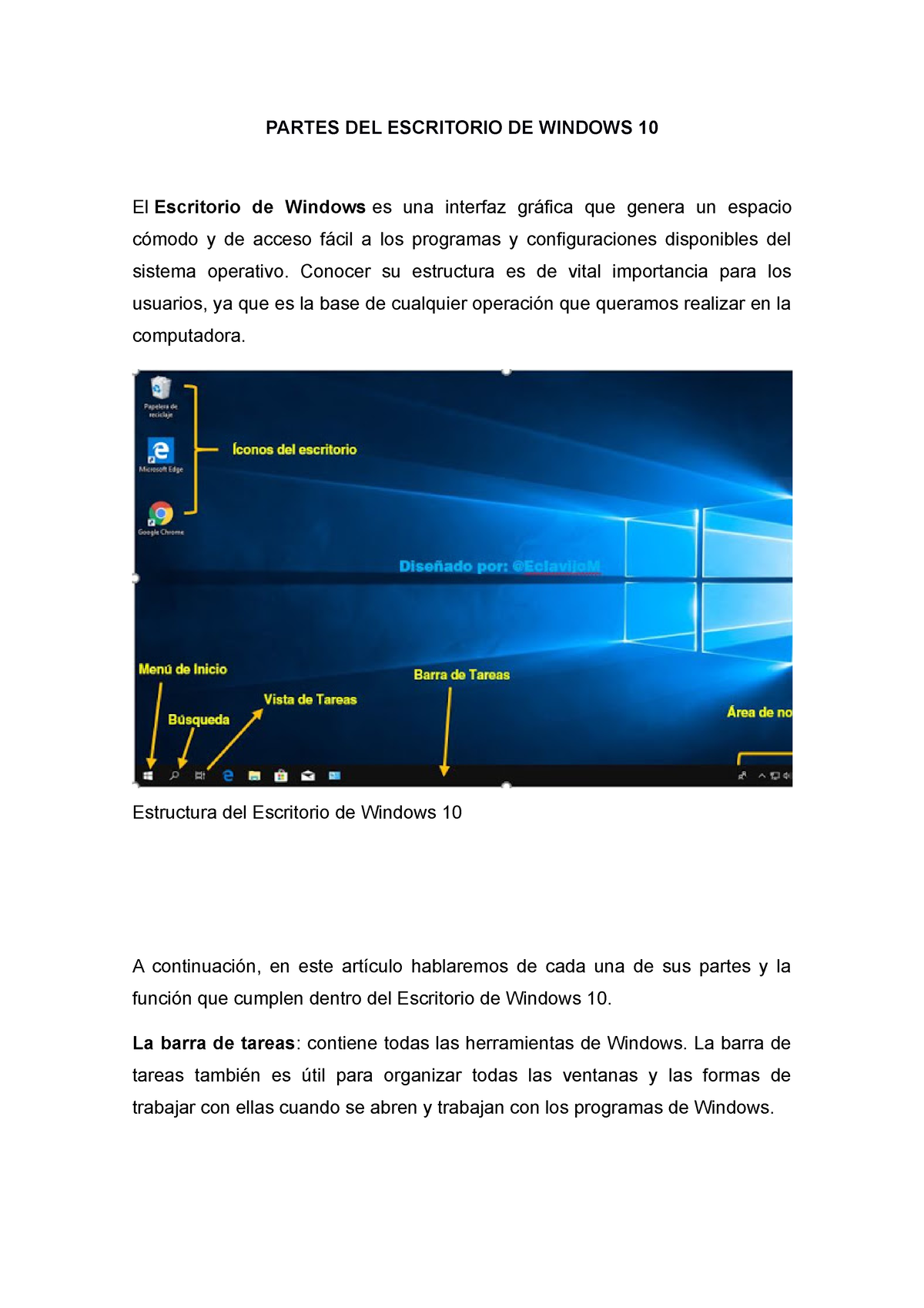 Aspectos Basicos De Windows 10 Partes Del Escritorio De Windows 10 El