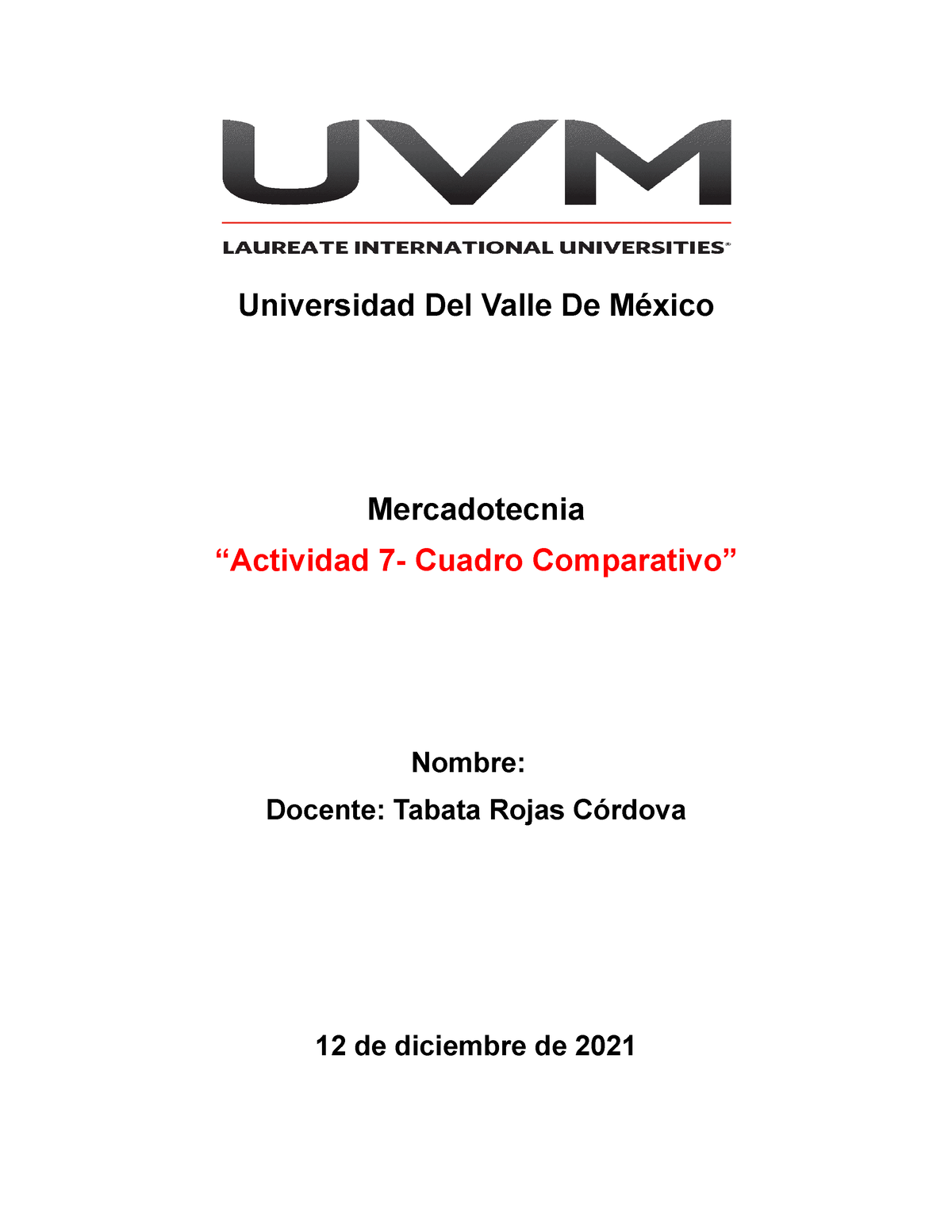 Act 7 Cuadro Comparativo Merca Universidad Del Valle De México