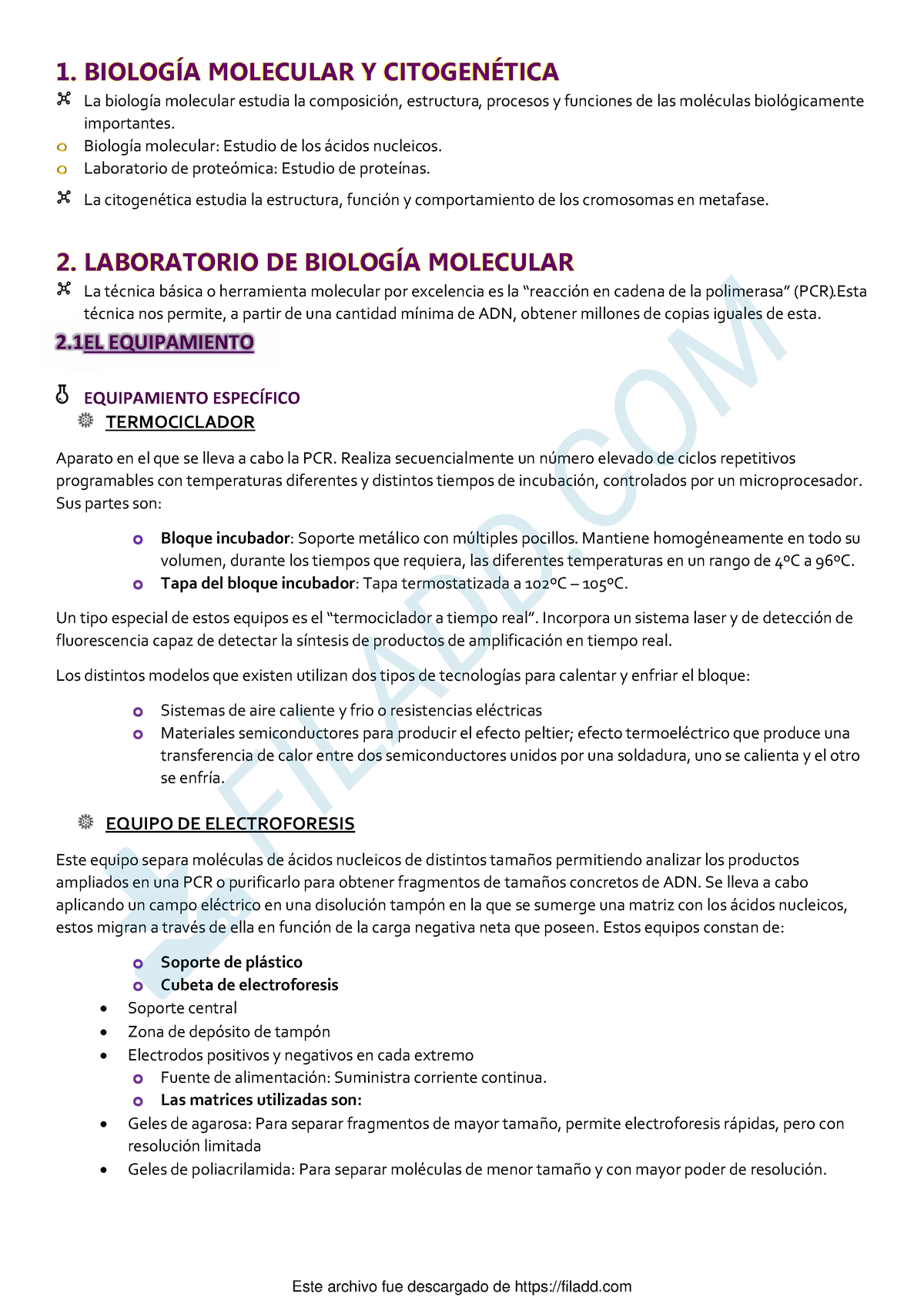 Resumen Tema 1 Biologia Molecular Y Citogenetica 1 BiologÍa