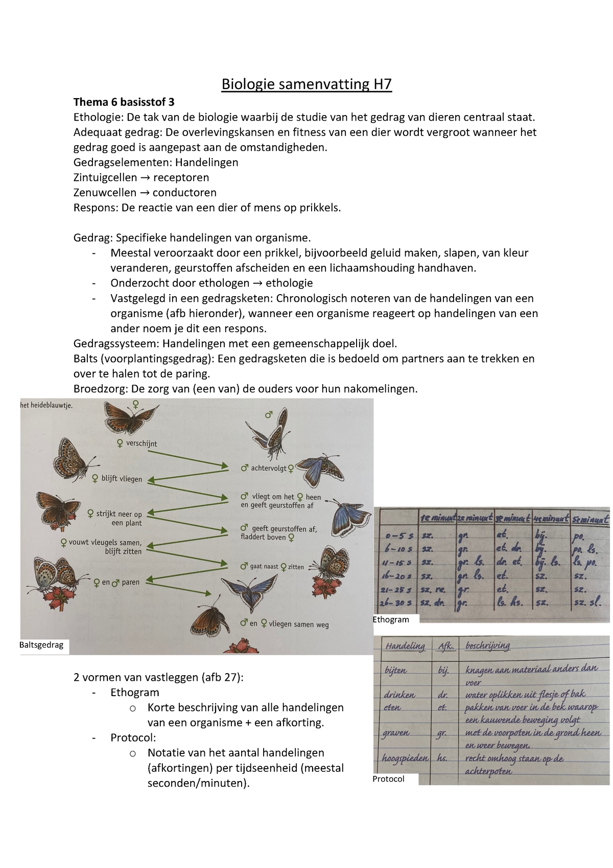 Biologie Samenvatting H63j4j5j6 En H7 4h Biologie Samenvatting