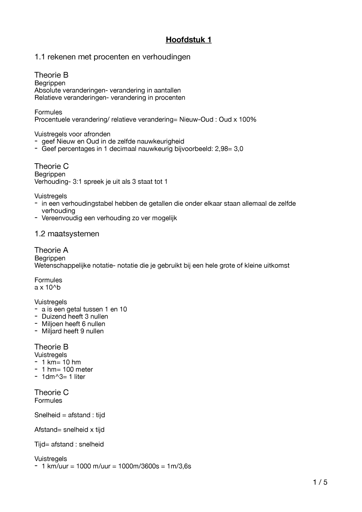 Samenvatting Wiskunde Getal En Ruimte Hoofdstuk 1 1 Rekenen Met