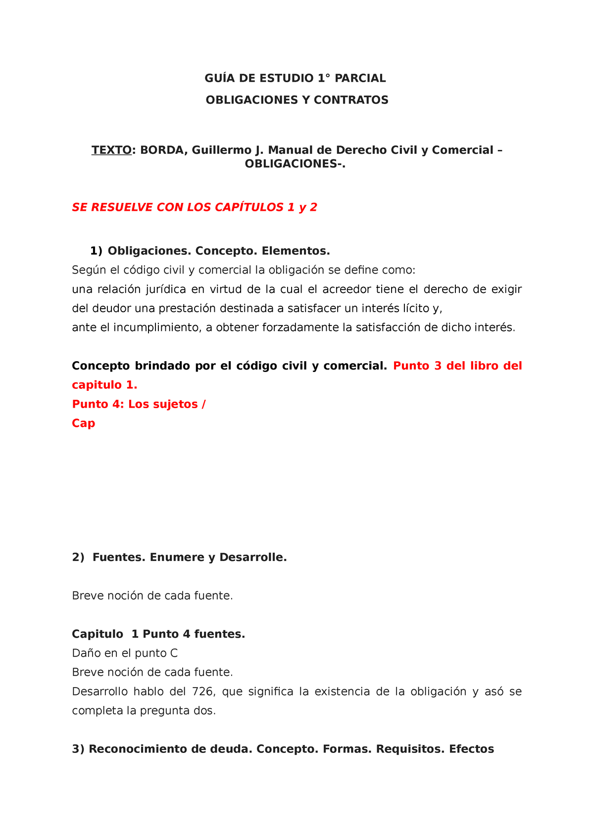 Obligaciones GuÍa De Estudio 1° Parcial GuÍa De Estudio 1° Parcial