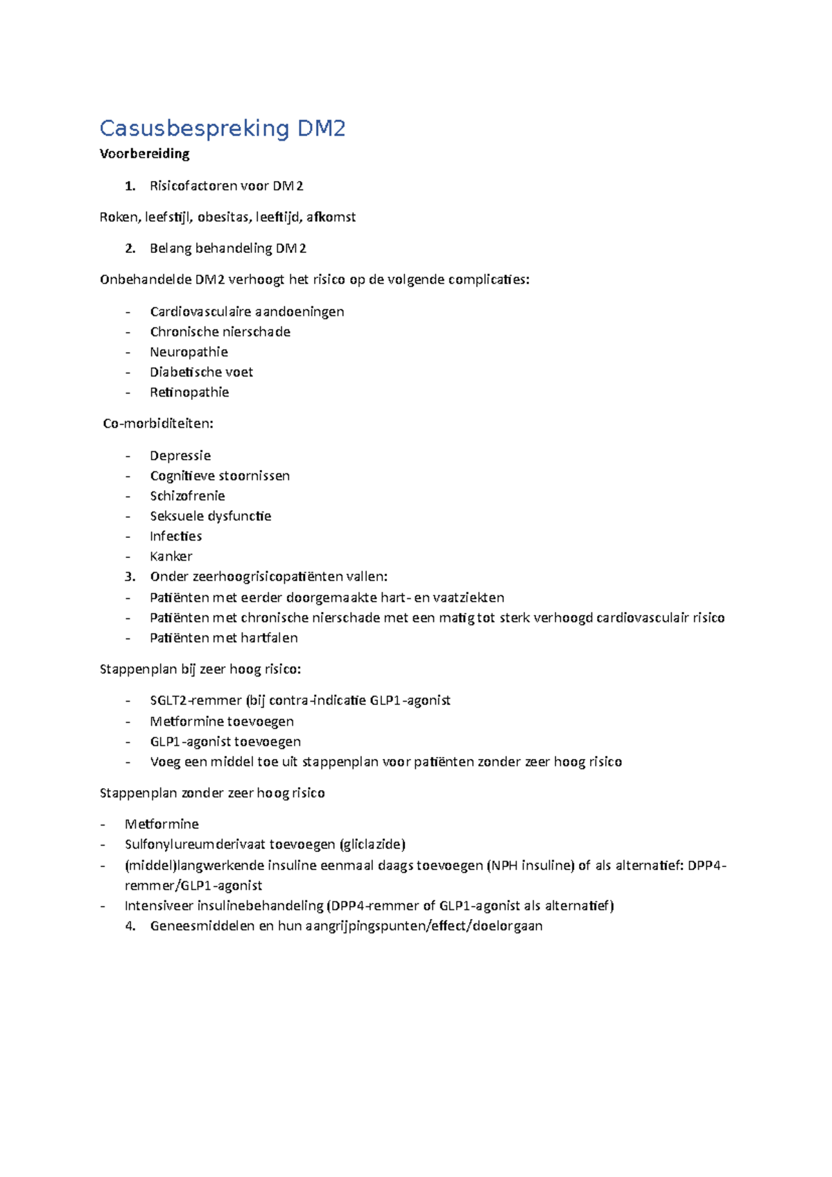 Casusbespreking Dm2 Uitwerkingen Casus Diabetes Casusbespreking Dm