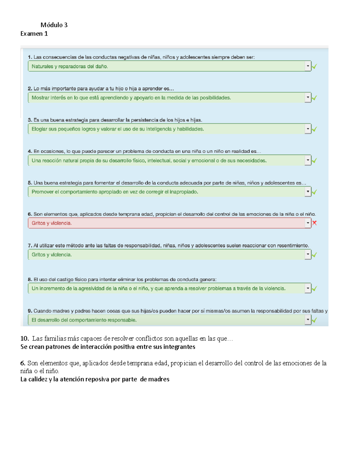 Curso Convivencia Escolar Cndh Modulo 3 Módulo 3 Examen 1 10