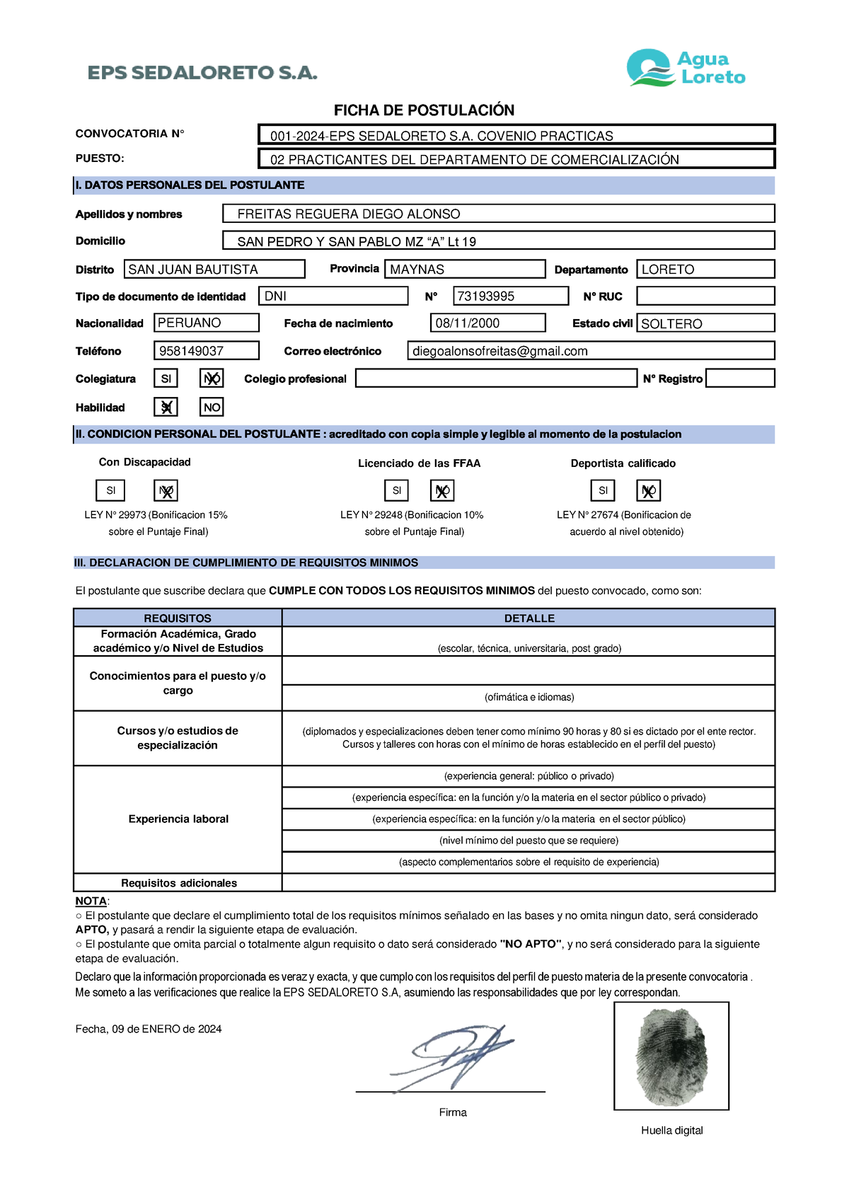 Ficha De Postulacion 2023 1 Pdf Si No Si No Si No Convocatoria N