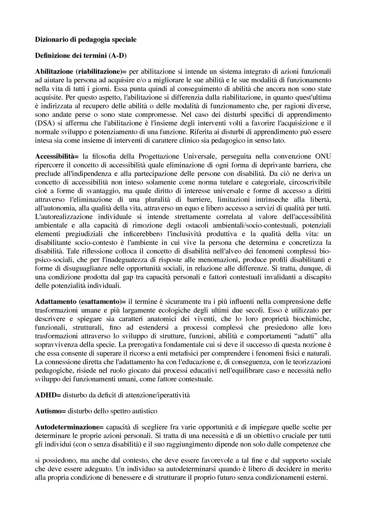 Riassunto 1 Dizionario Pedagogia Schema Alcuni Termini Dizionario