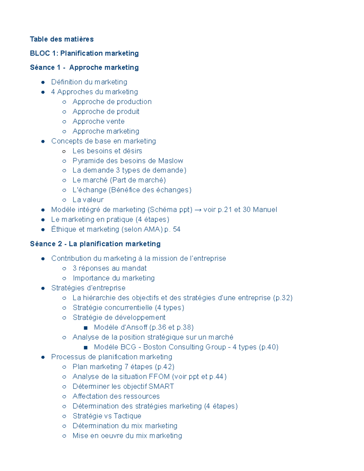 Mark Summary Final Résumé Introduction Au Marketing Table Des