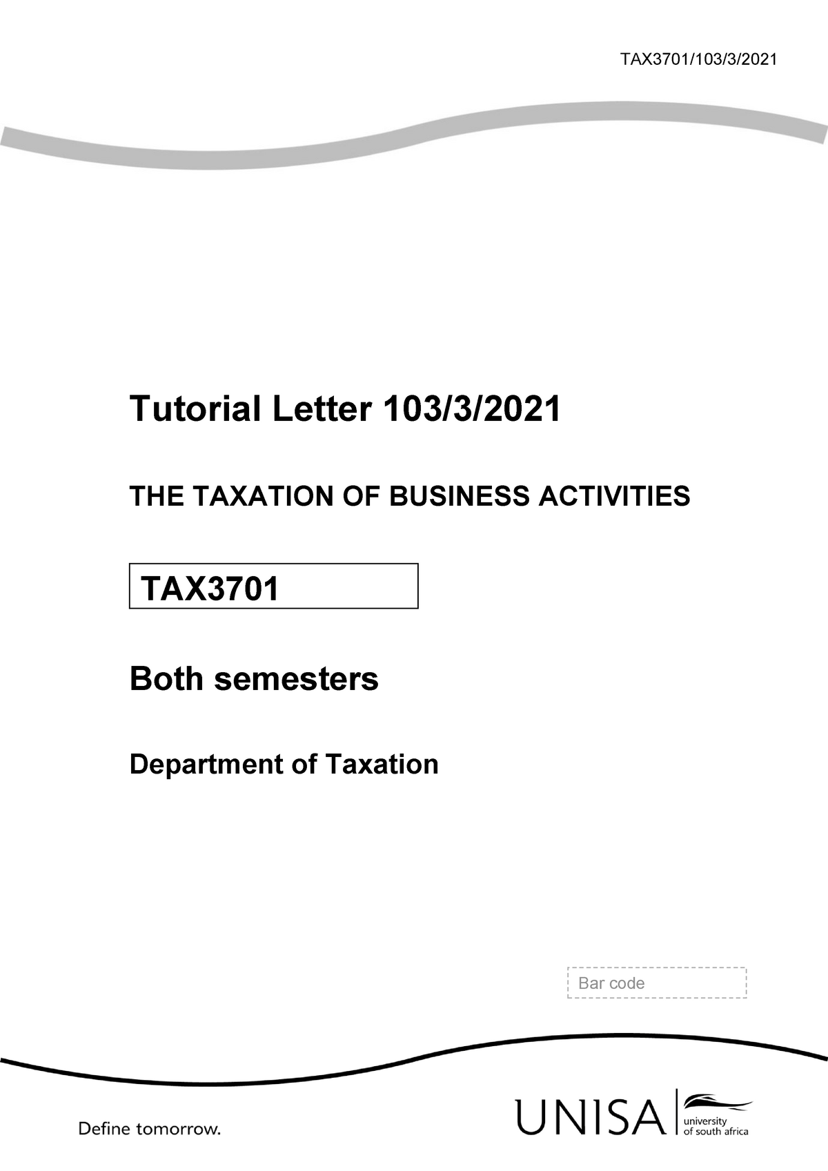 103 2021 3 B Study Guide Part 2 Tax37011033 Tutorial Letter 103