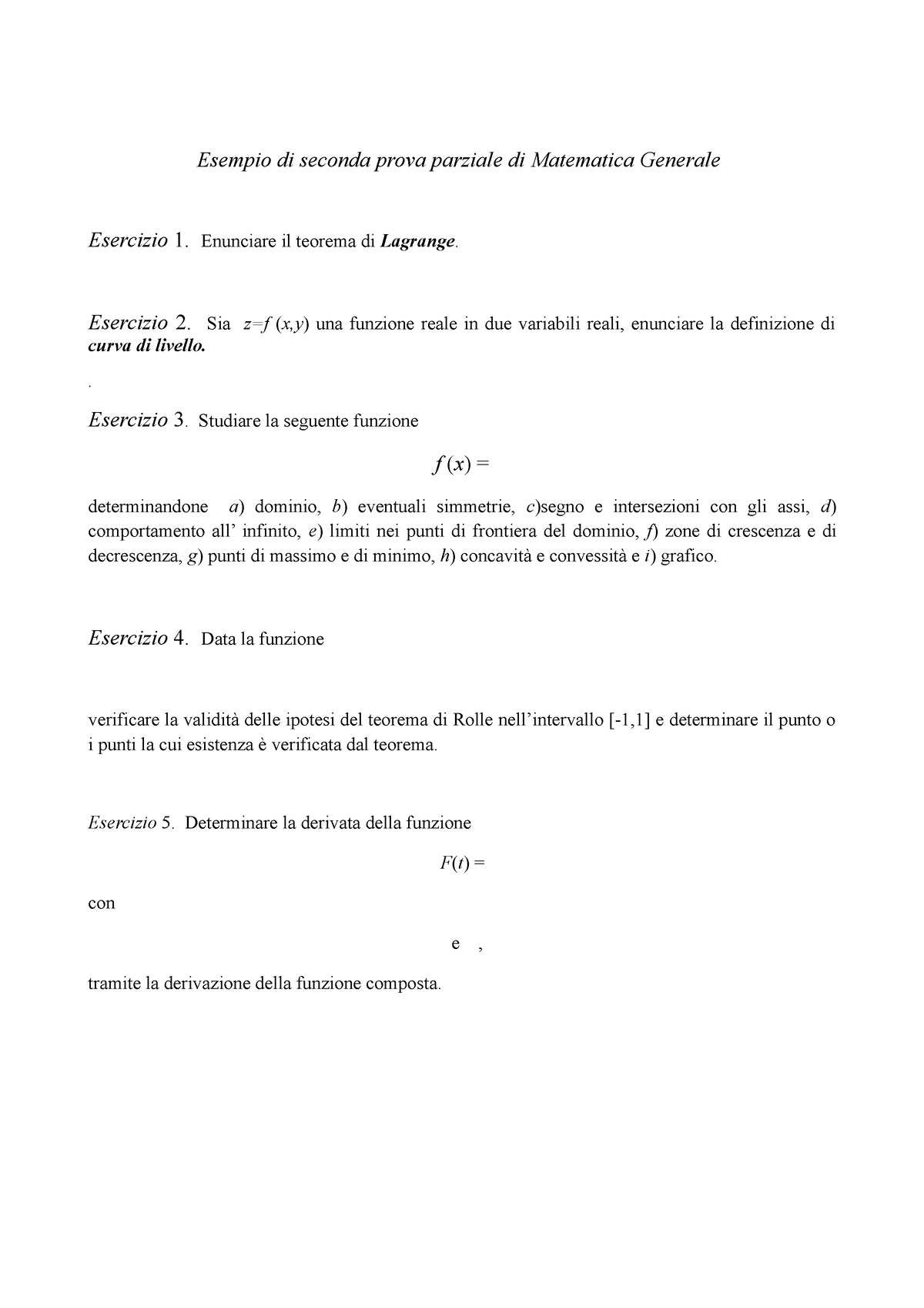 Esempio 2 Secondo Parziale Mate Esempio Di Seconda Prova Parziale Di