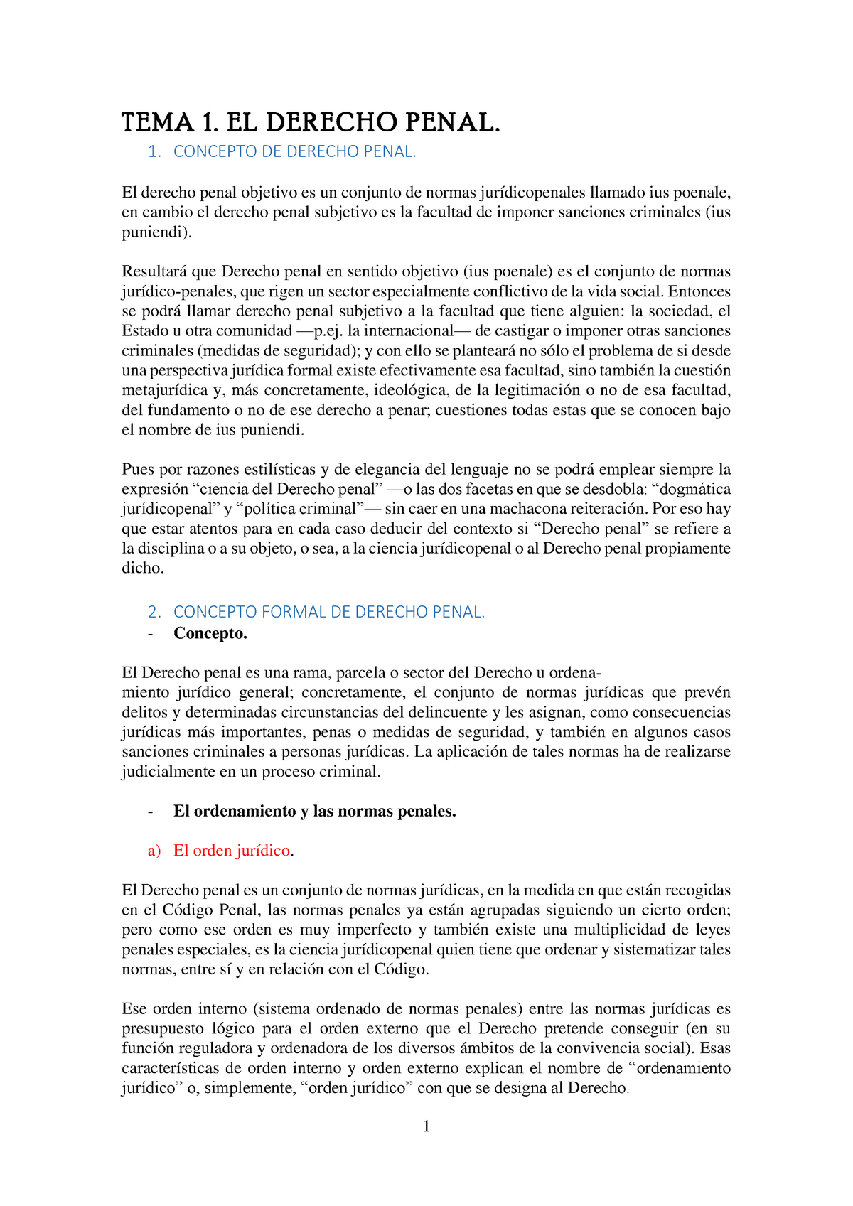 Tema 1 Derecho Penal Apuntes 1 Tema 1 El Derecho Penal 1