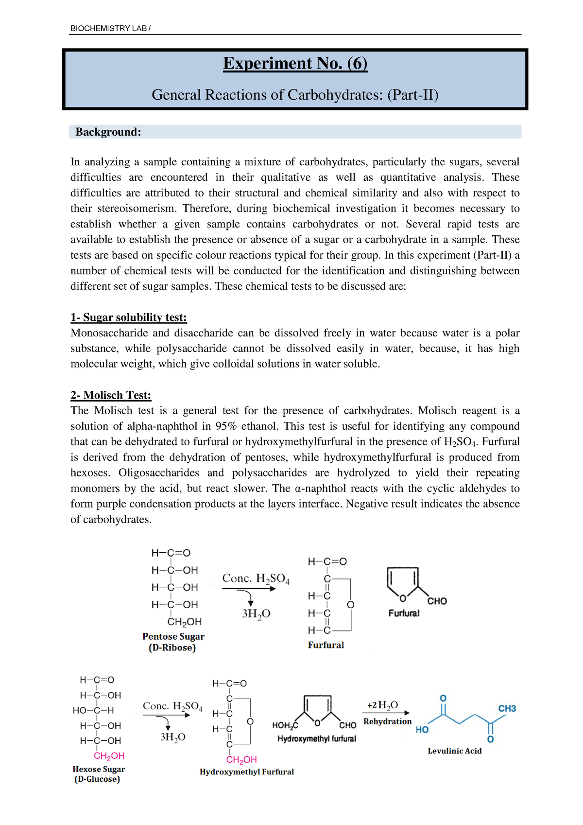 Biochemistry Exp 6 Biochemistry Lab Experiment No 6 General