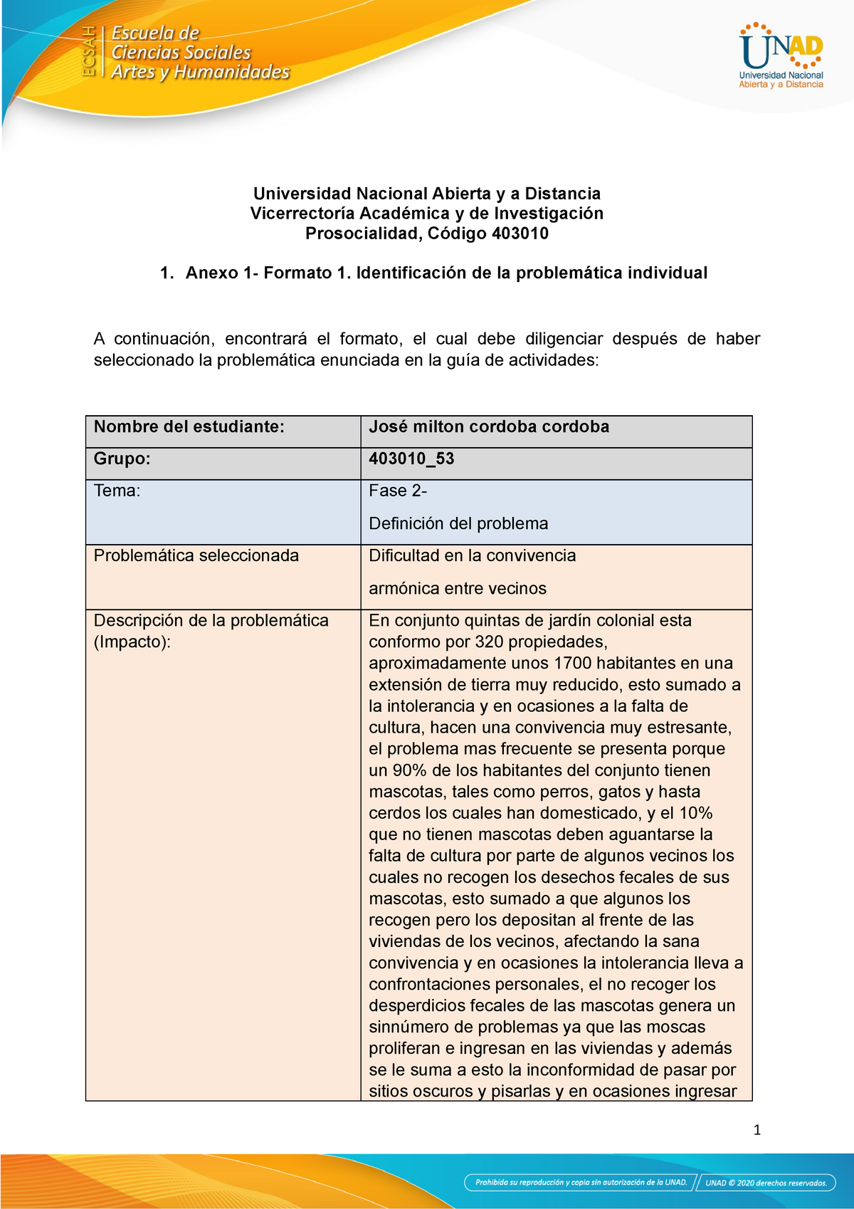 Anexo 1 Formato 1 Identificación De La Problemática Individual