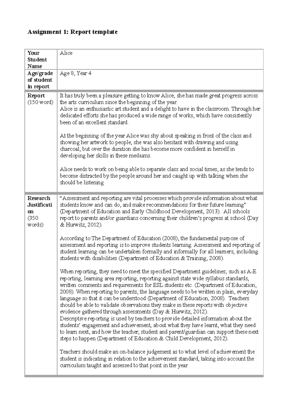 Assignment Report Template